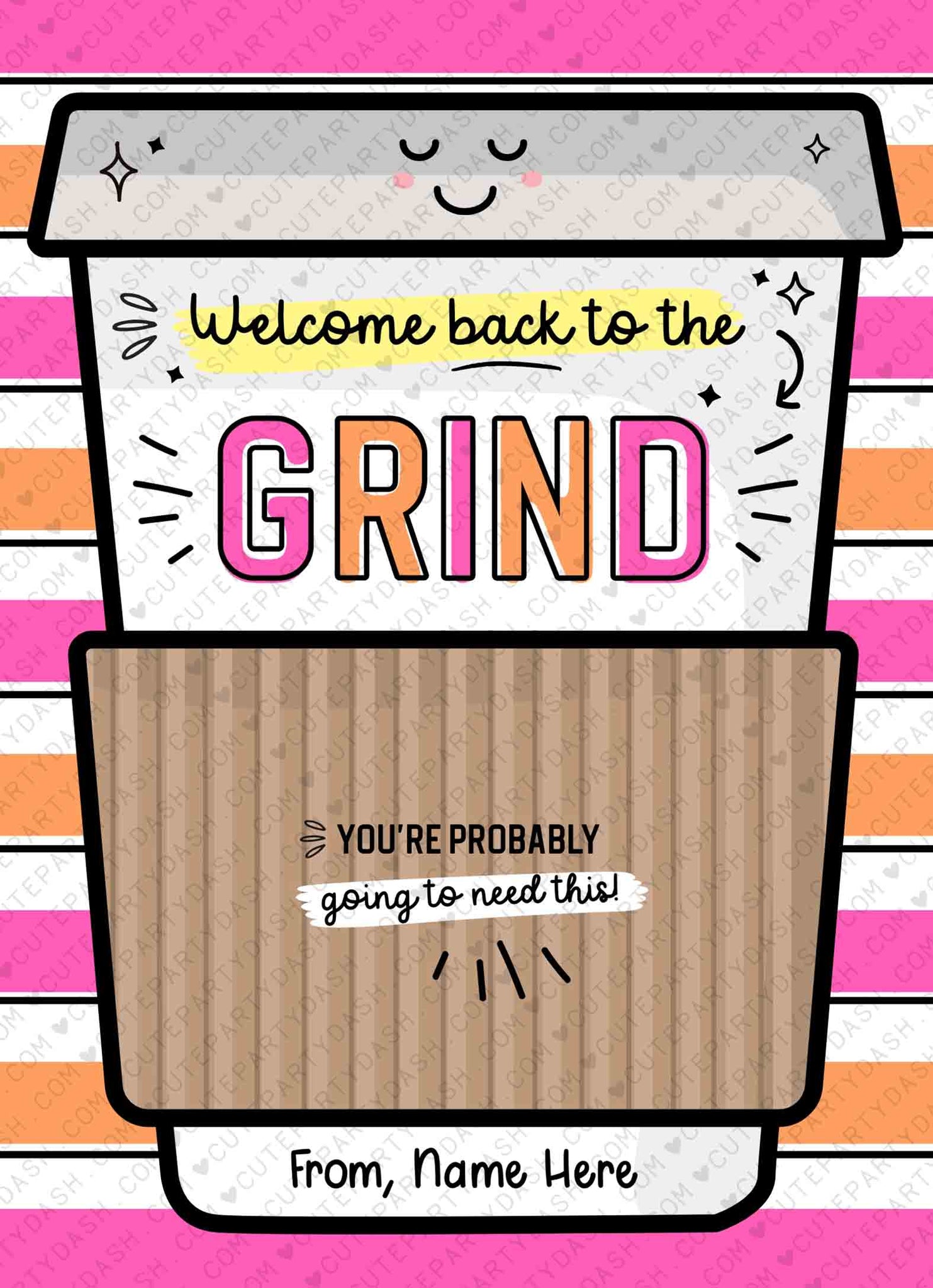 Editable Welcome Back to the grind School Teacher Gift Card Holder ...