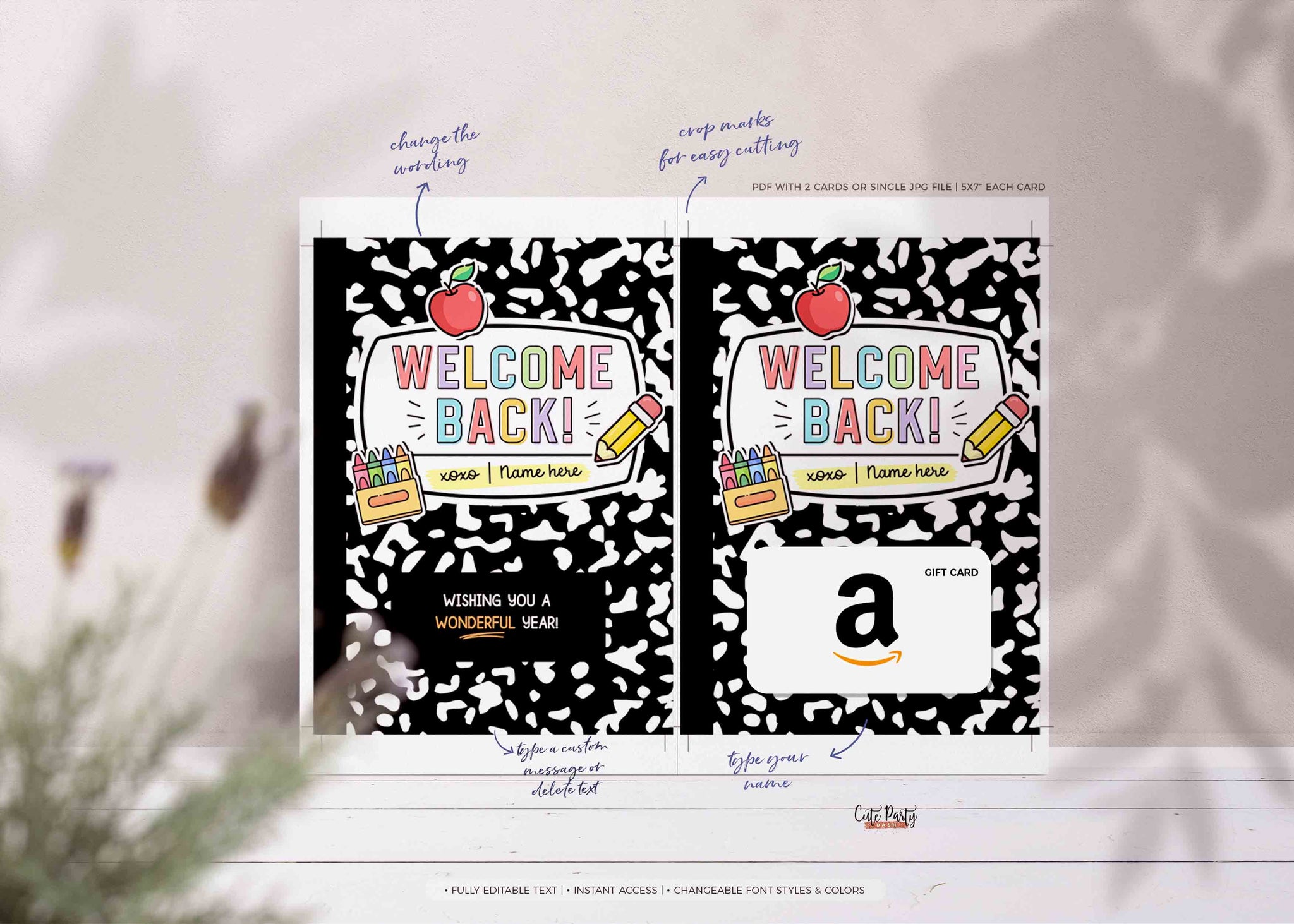 Welcome Back Composition book First day of school gift card holder ...