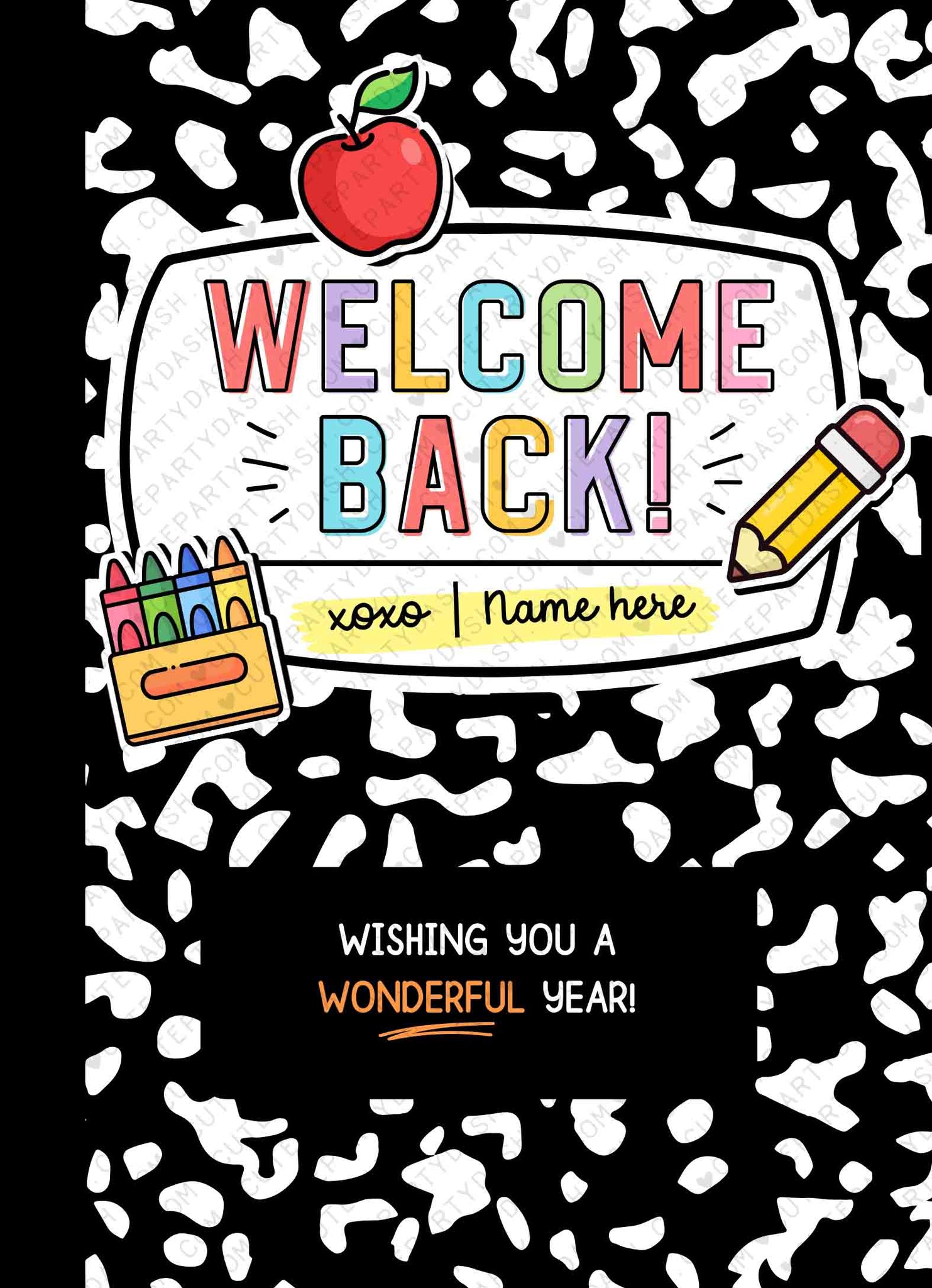 Welcome Back Composition book First day of school gift card holder ...