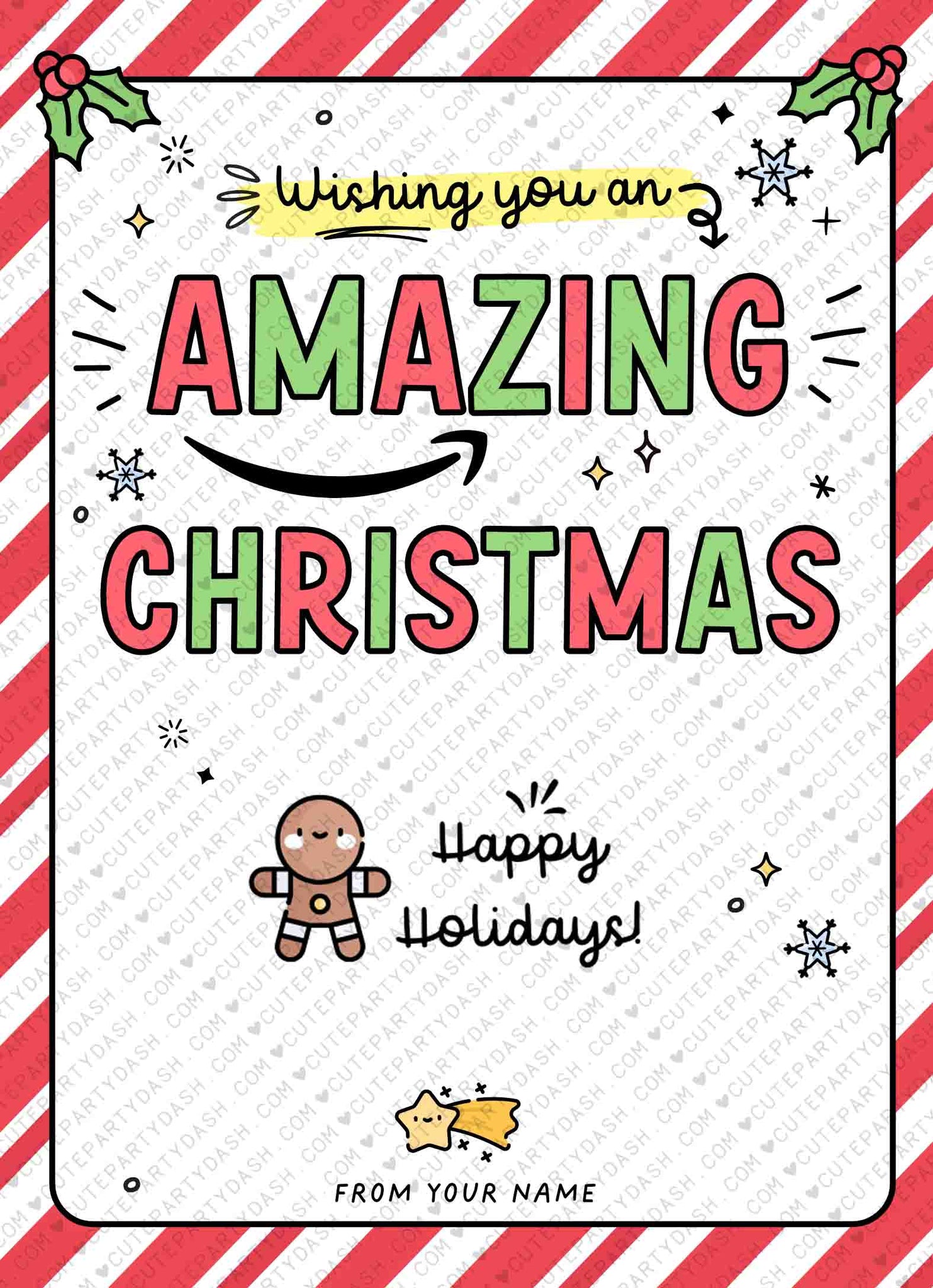 Wishing You An Amazing Christmas Gift Card Holder template INSTANT ...