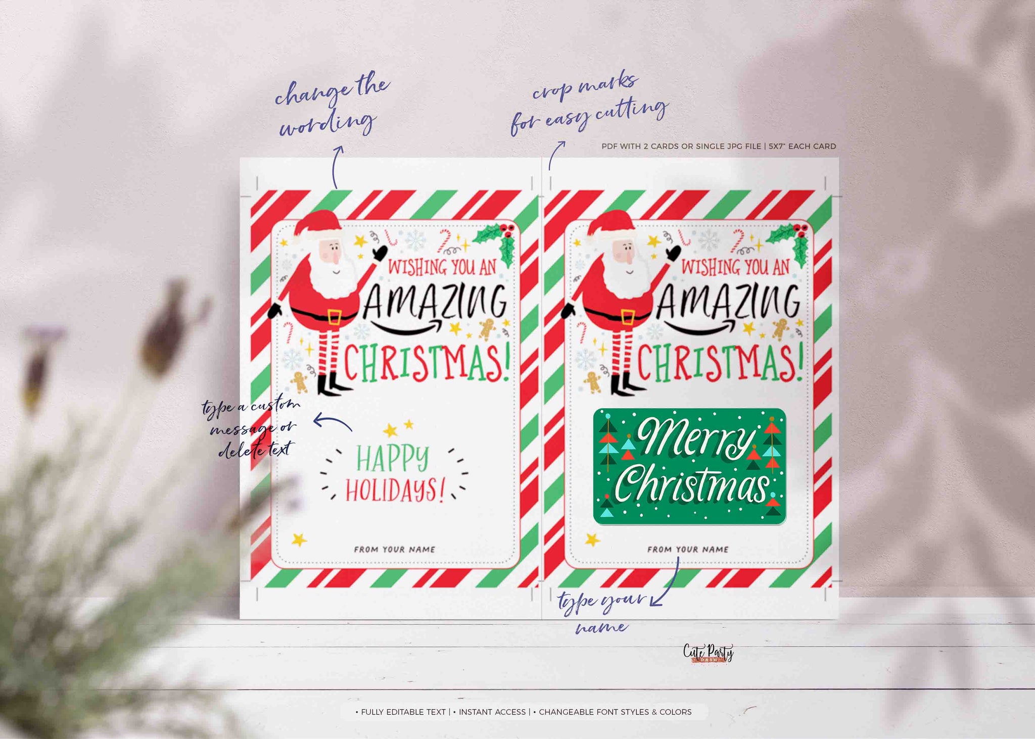 Wishing You An Amazing Christmas Gift Card Holder template INSTANT ...