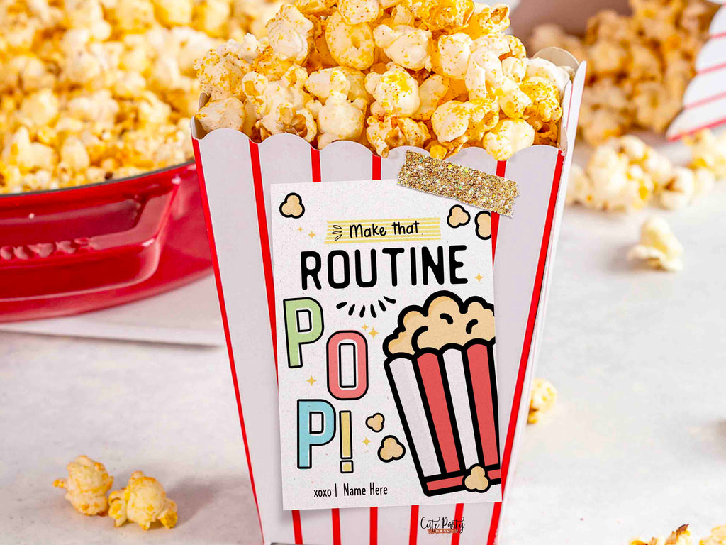 Editable Cheerleader good luck popcorn tag Make that routine POP tag ...