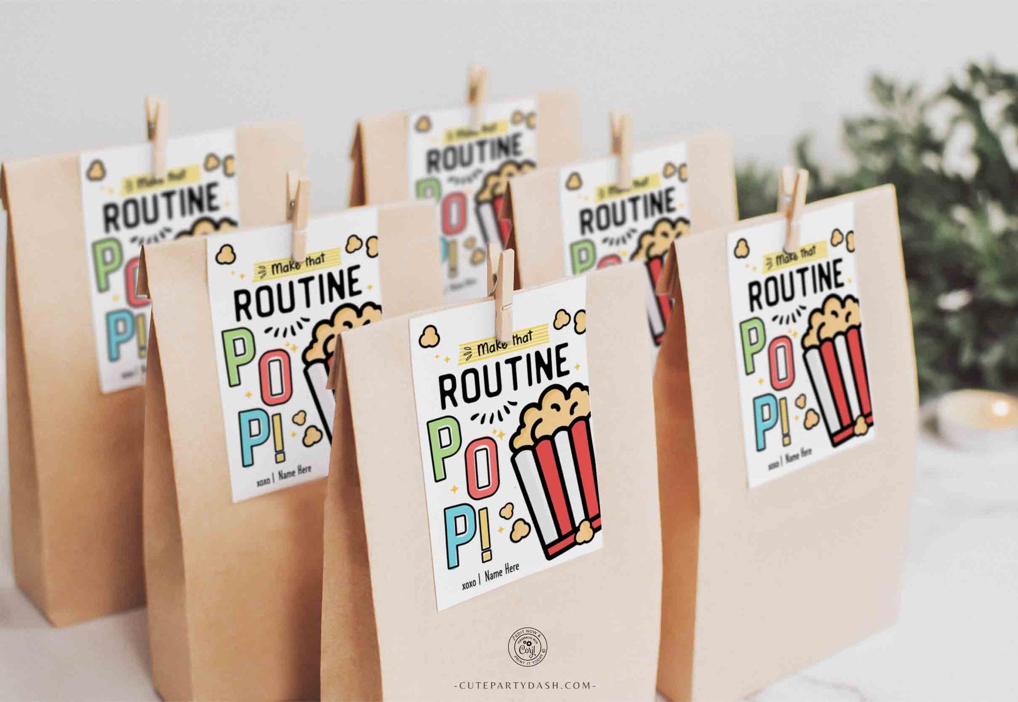 Editable Cheerleader good luck popcorn tag Make that routine POP tag ...