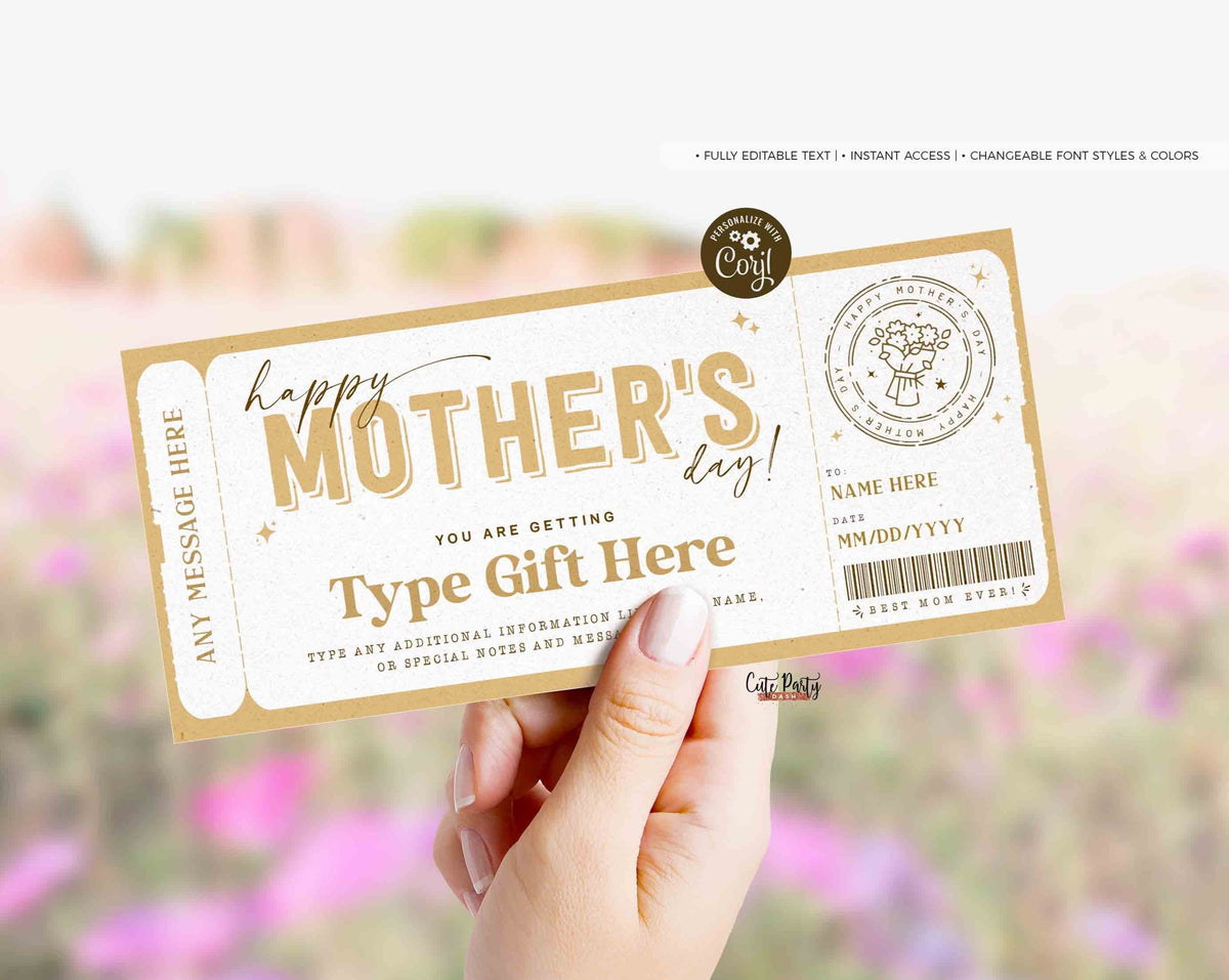 Mother's Day Gift Voucher, Surprise Gift for Mom Certificate Template ...