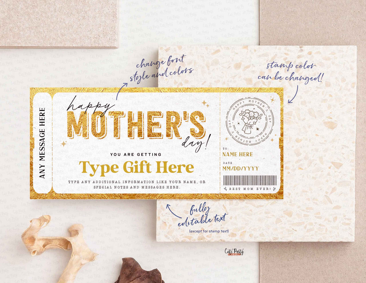 Mother's Day Gift Voucher, Surprise Gift for Mom Certificate Template ...