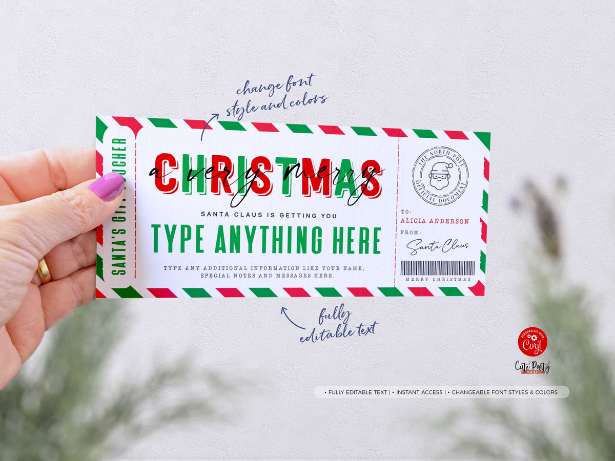 Christmas Santa Gift Voucher Template for Kids - Digital Download ...