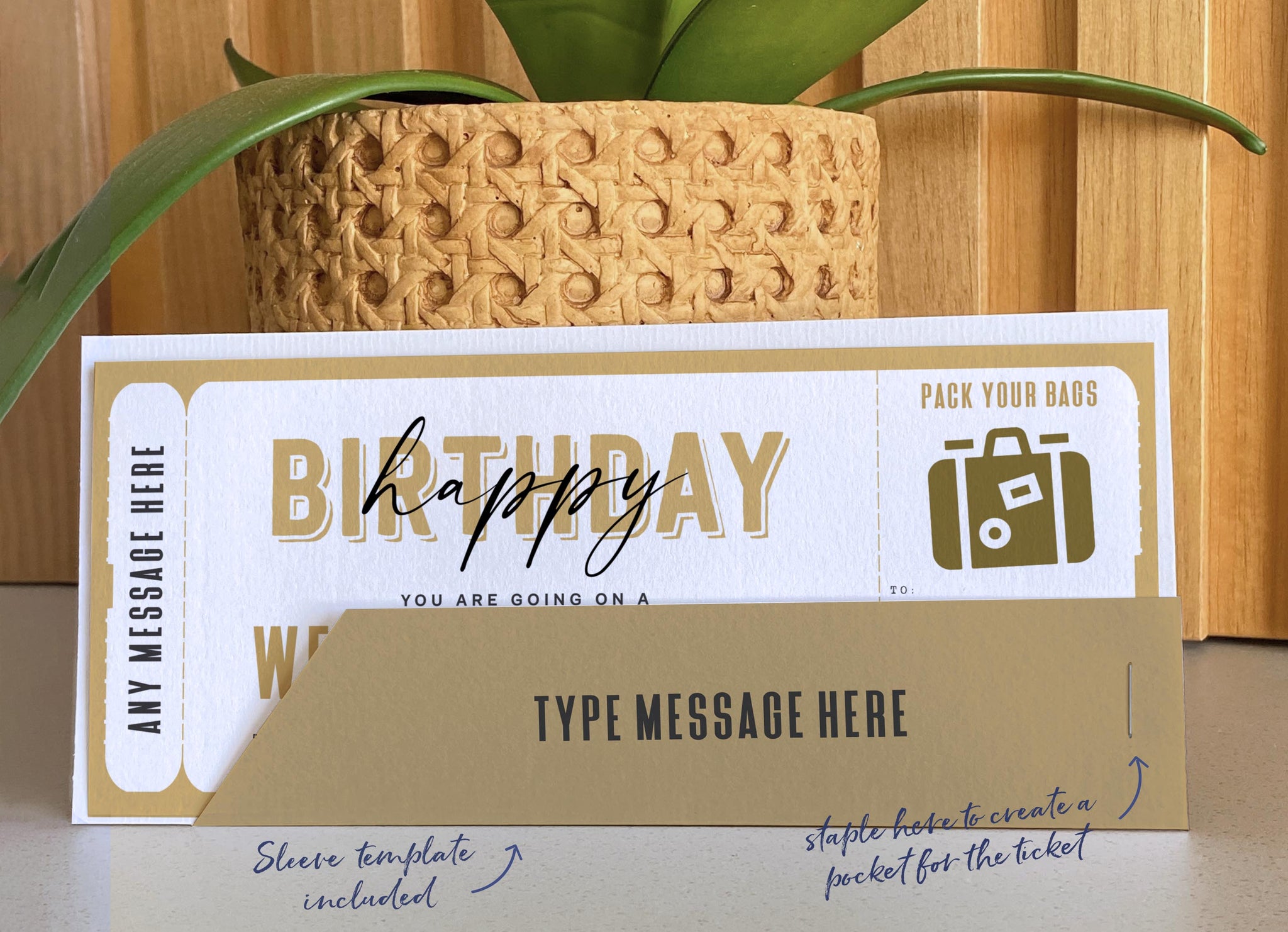 Weekend Getaway Voucher Template, Surprise Trip Gift Ticket - Digital ...