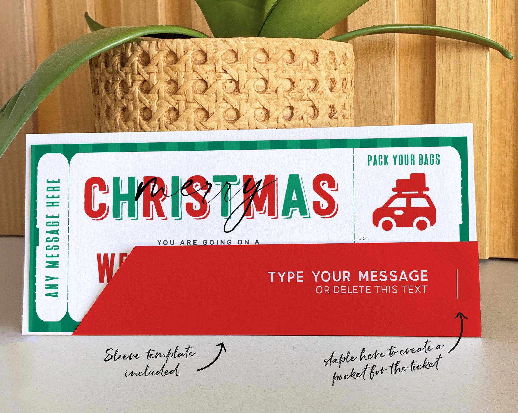 Christmas Weekend Getaway Voucher Template, Surprise Car RoadTrip Gift ...