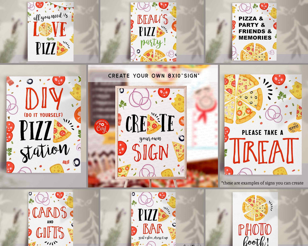 Pizza Birthday Party Printable Food Cads – Cute Party Dash