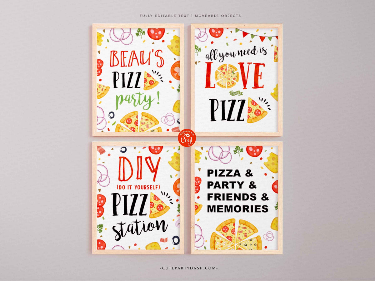 Pizza Birthday Party Printable Wall Banner – Cute Party Dash