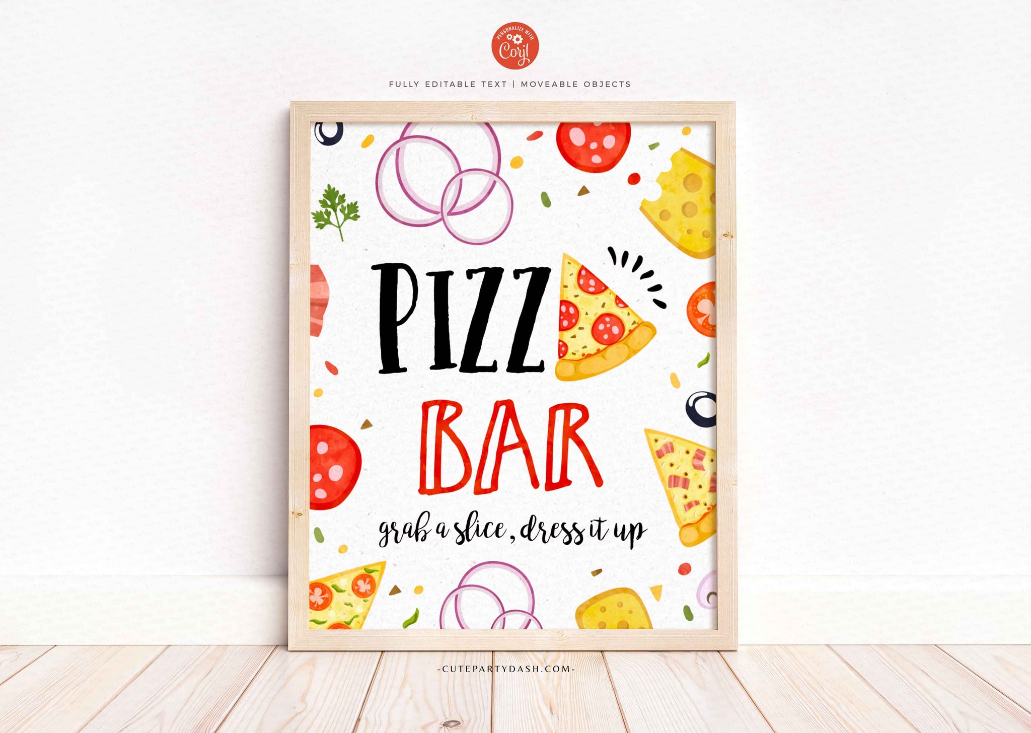 Pizza Birthday Party Printable Wall Banner – Cute Party Dash