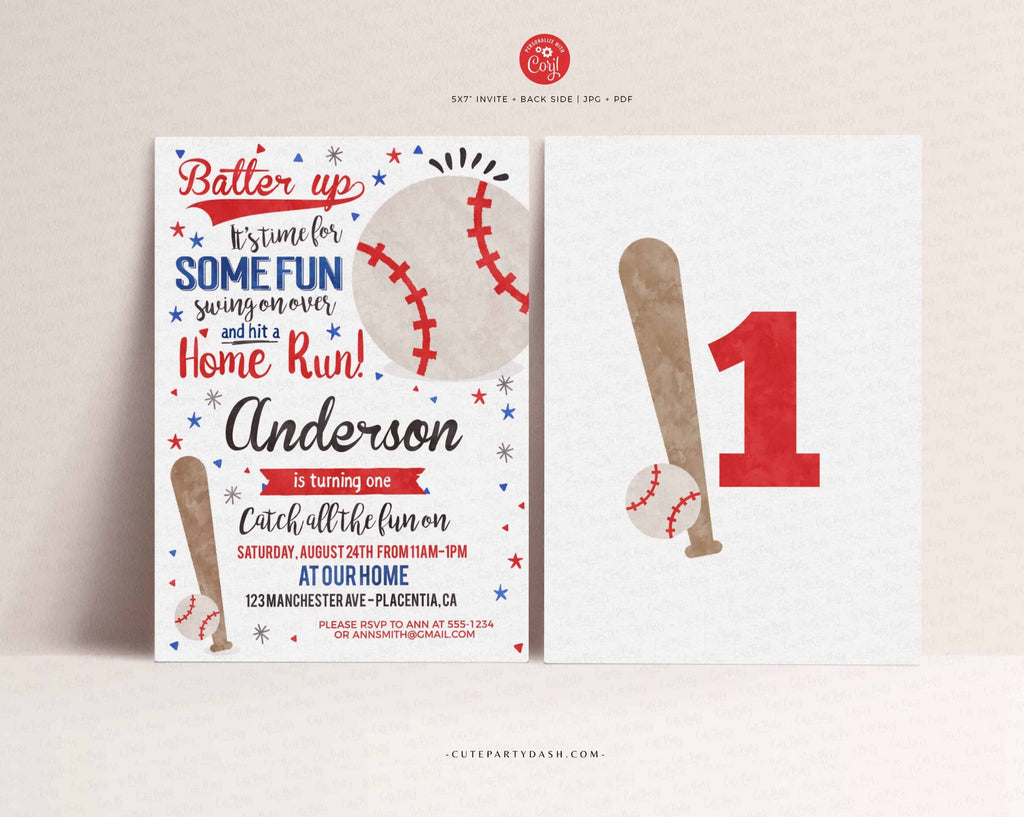 Editable Baseball Birthday Party invitation - Instant Download – Cute ...
