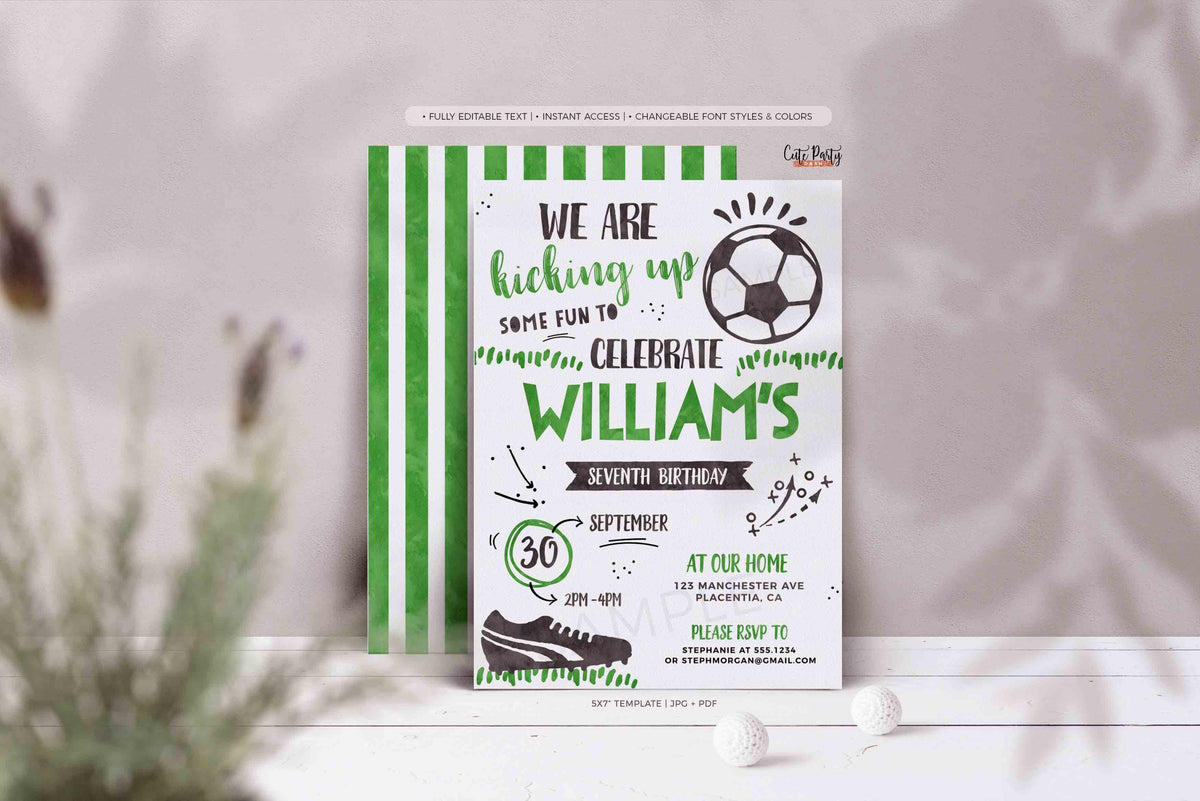 EDITABLE Soccer Birthday Party invitation- Instant Download – Cute ...