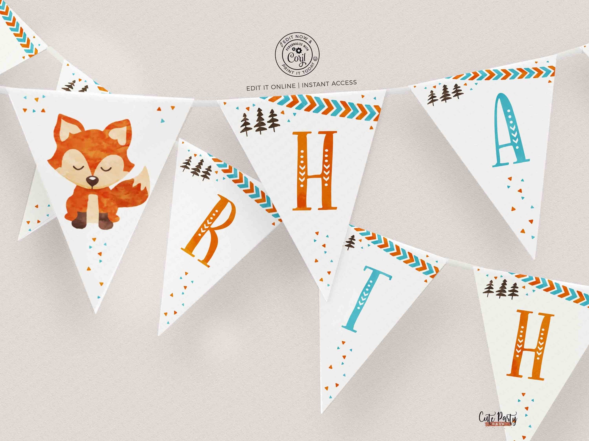 Woodland Fox Birthday Party Invitations – Cute Party Dash