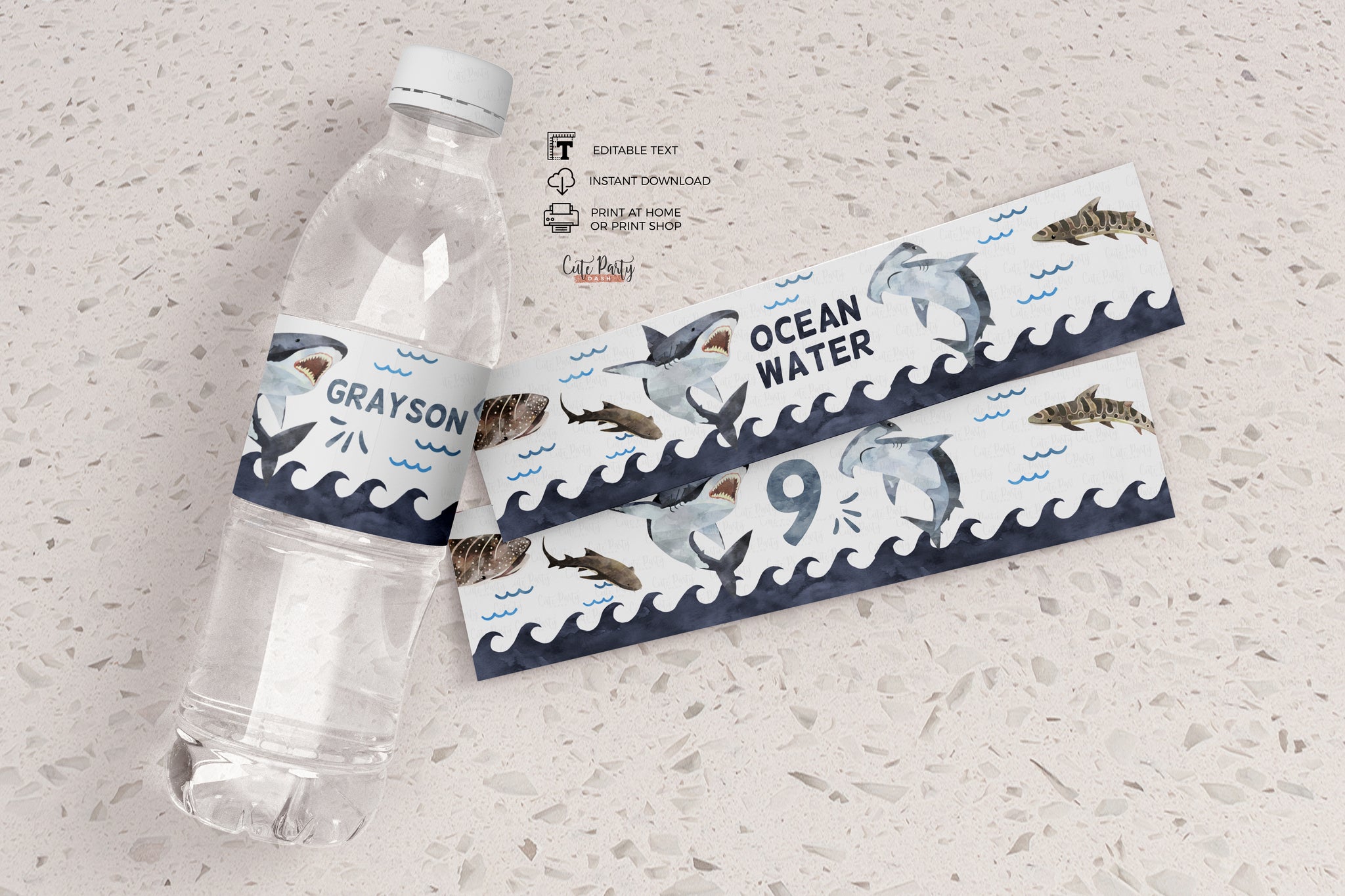 Editable Shark Birthday Party Decor Sign - Digital Download – Cute ...