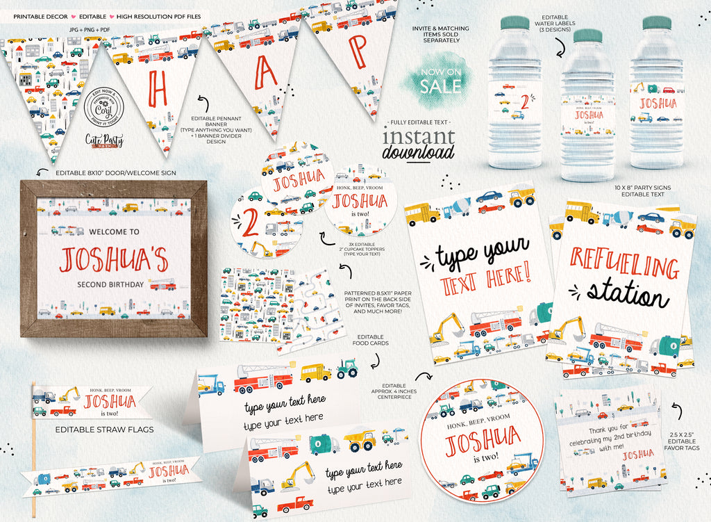 Transportation Birthday Party Photo Invitations – Cute Party Dash