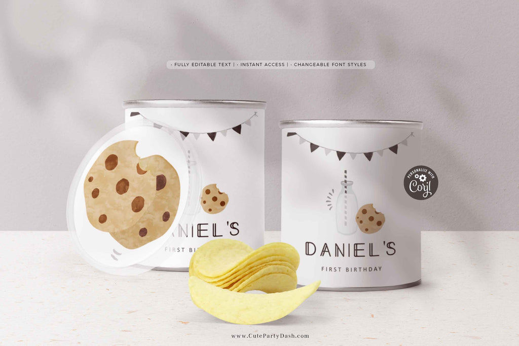 Minimalist Milk and Cookies Birthday Party Pennant Banner – Cute Party Dash