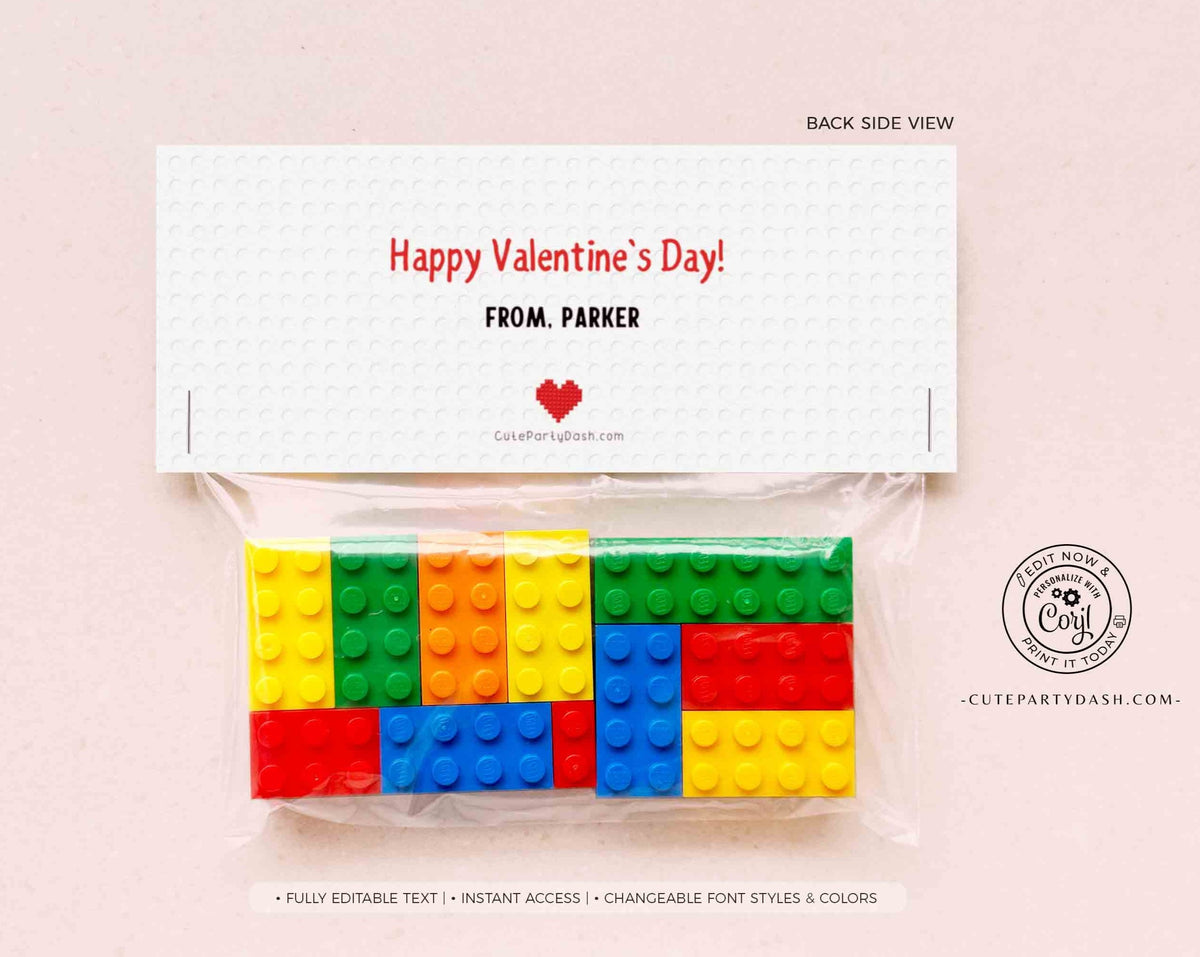 EDITABLE Built to be Friends Valentine's Day Lego Bag Topper, Printabl ...