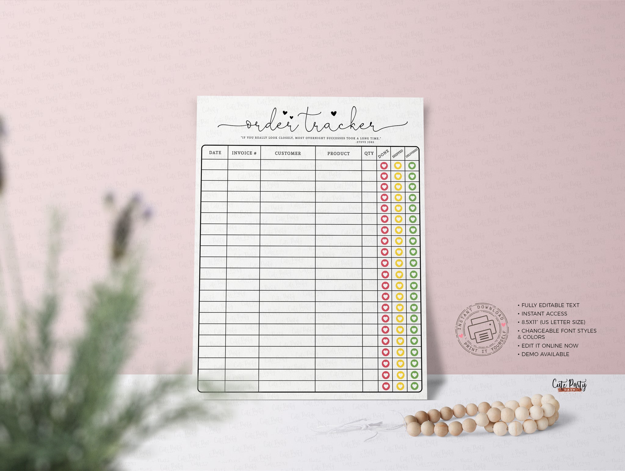Snap and Share Editable Card Template - Instant Download – Cute Party Dash