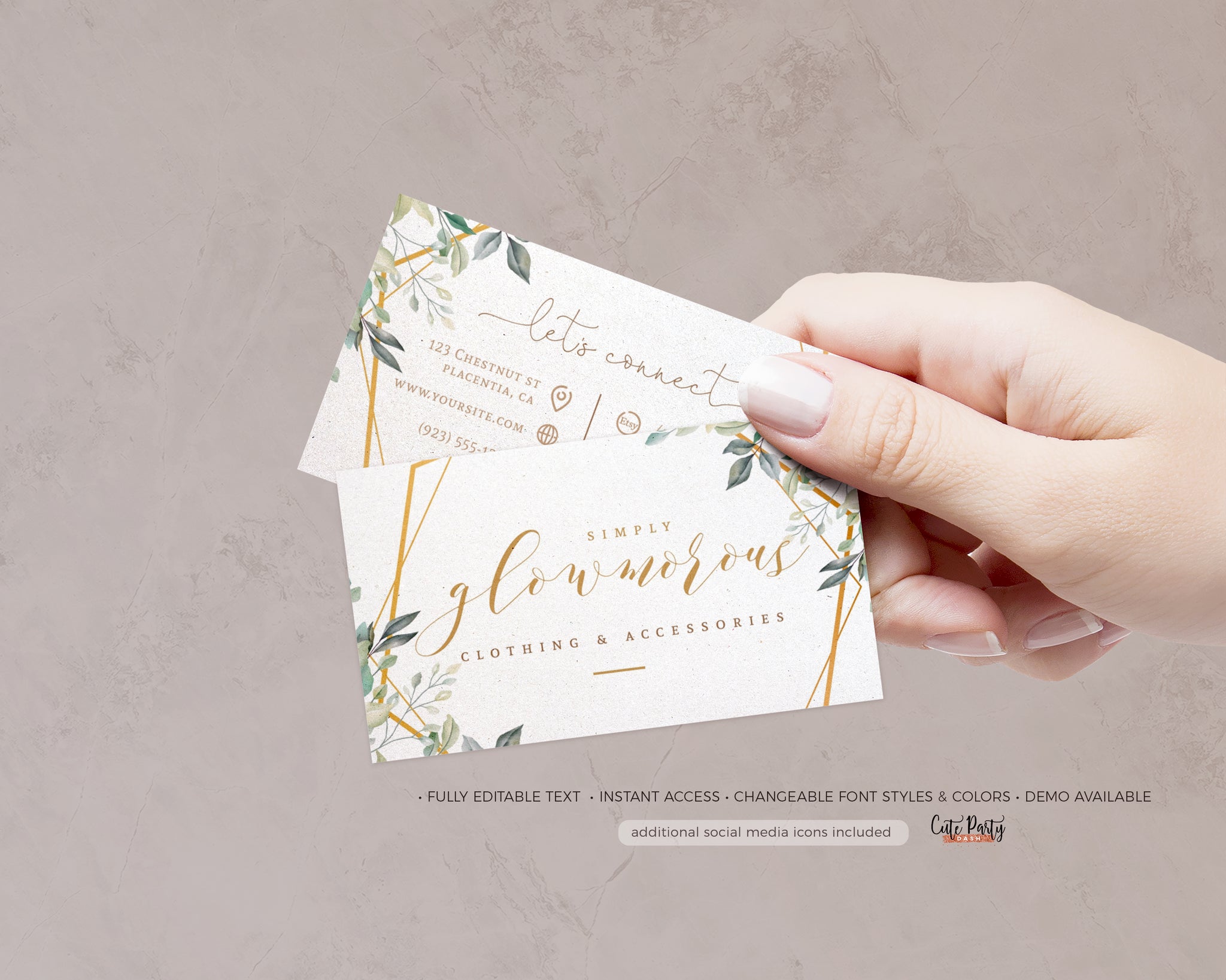 Geometrical Gold Wreath Business Card - Professional Template – Cute ...