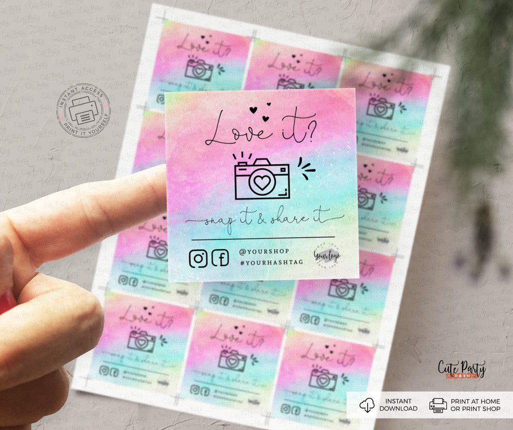 Watercolor Rainbow Round Product Label Editable Template - Instant Dow ...