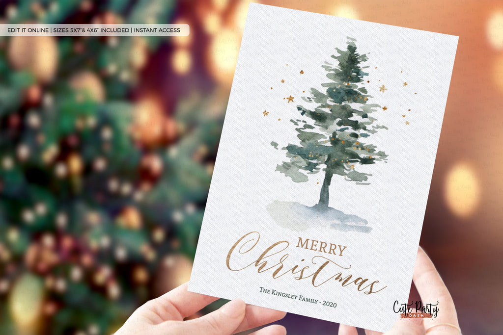 Modern Christmas Greeting Card printable Xmas clean Greeting Card - Di ...