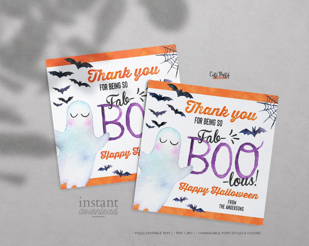 Halloween Gift tag Thank you for being Fab-Boo-Lous Teacher - Digital ...