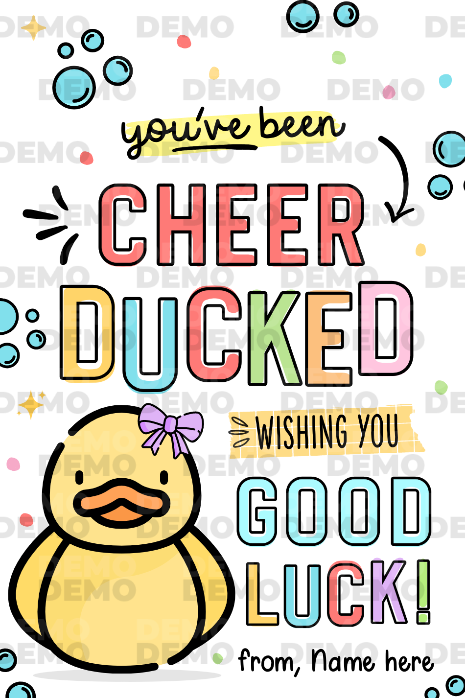 Editable You've been Cheer Ducked Tag, Cheerleader good luck treat tag ...