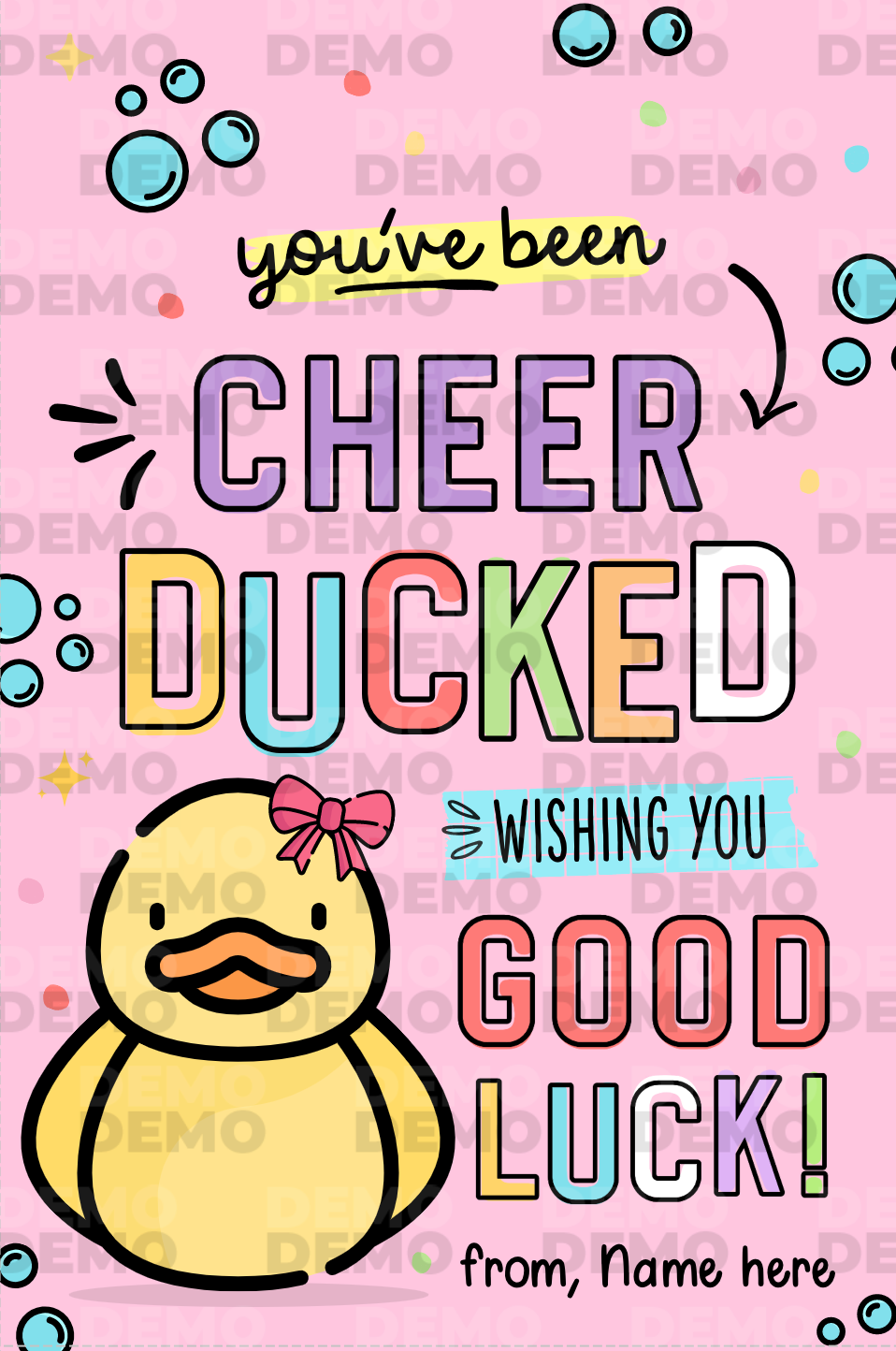 Editable You've been Cheer Ducked Tag, Cheerleader good luck treat tag ...