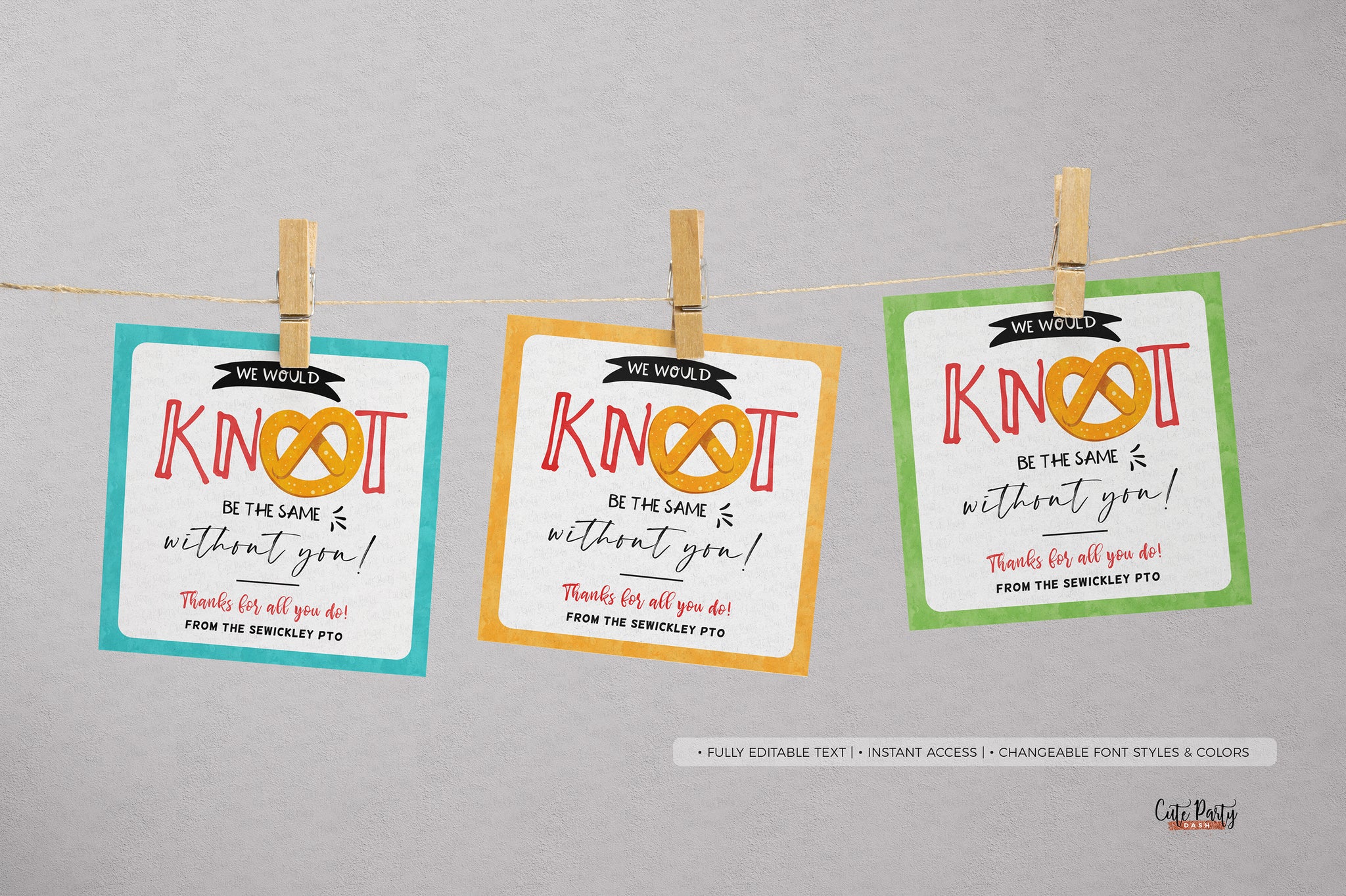 Pretzel We would KNOT be the same without you Gift Tag - Digital Downl ...