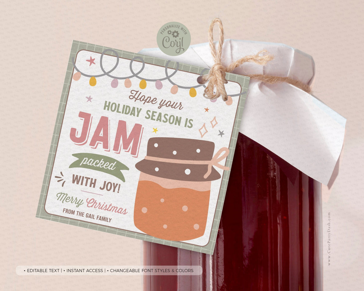 Jam Gift Tag, Jam Jar printable Christmas tag - Instant Download – Cute ...
