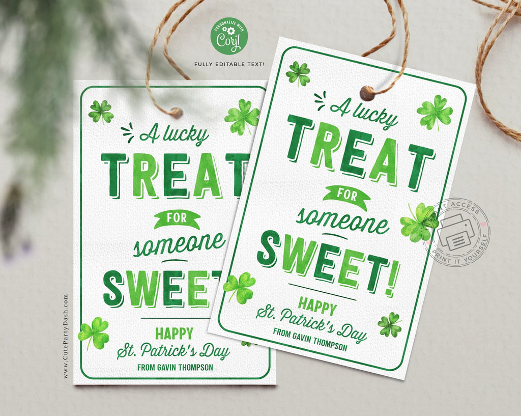 Lucky Treat for someone sweet Gift Tags, Happy St. Patrick's Day Print ...