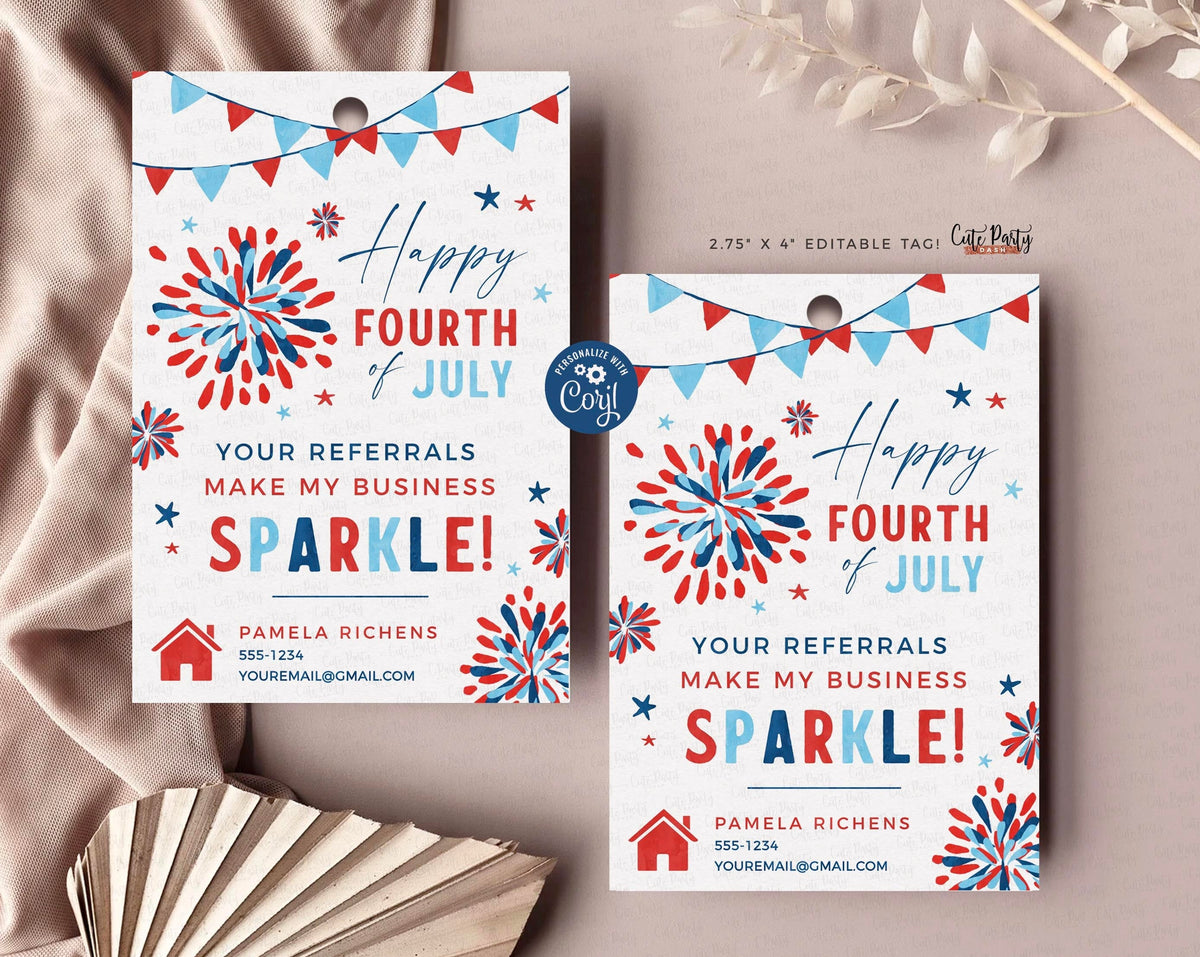 Realtor Fourth of July Pop by Gift Tag – Cute Party Dash