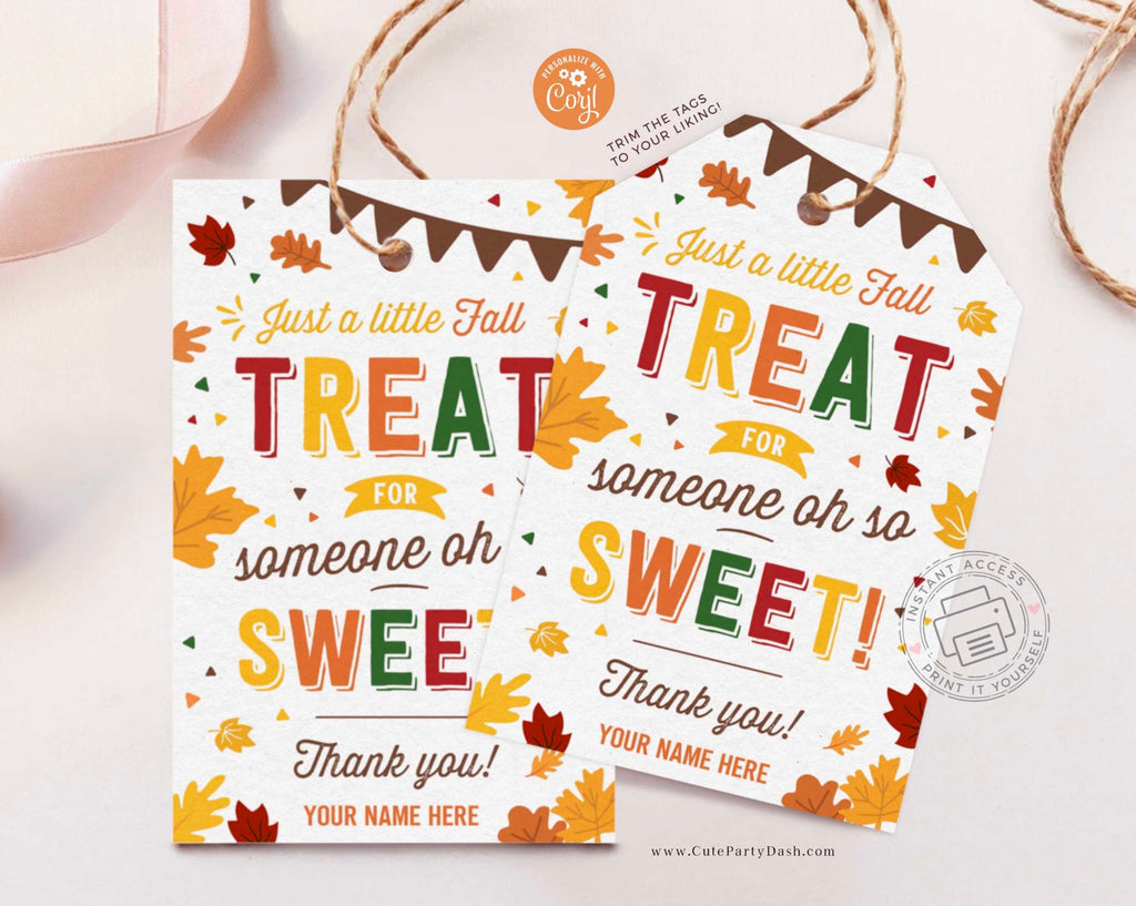 Fall Treat for Someone Sweet Gift Tag, Teacher Appreciation Fall Thank ...