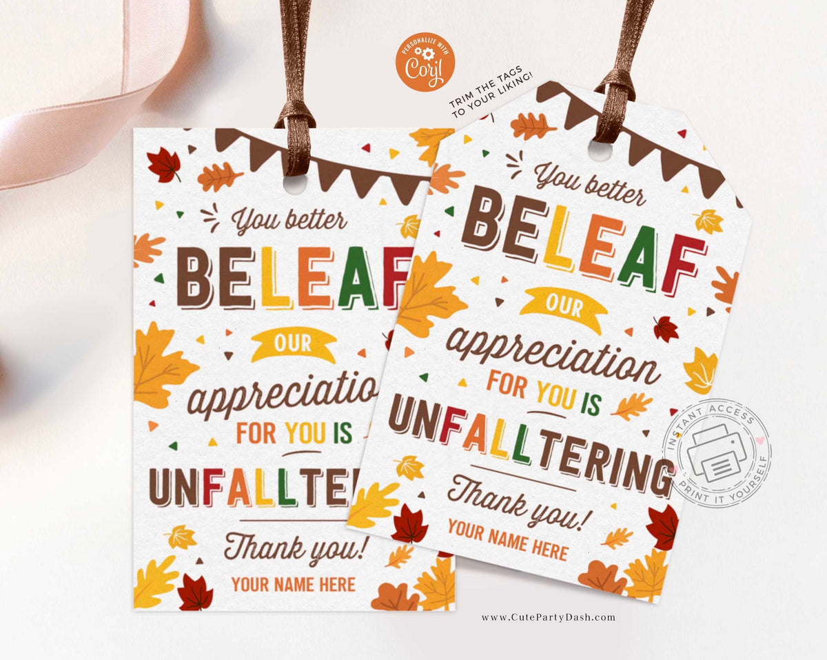 Fall Appreciation Gift Tag, Teacher Appreciation Fall Thanksgiving Tha ...