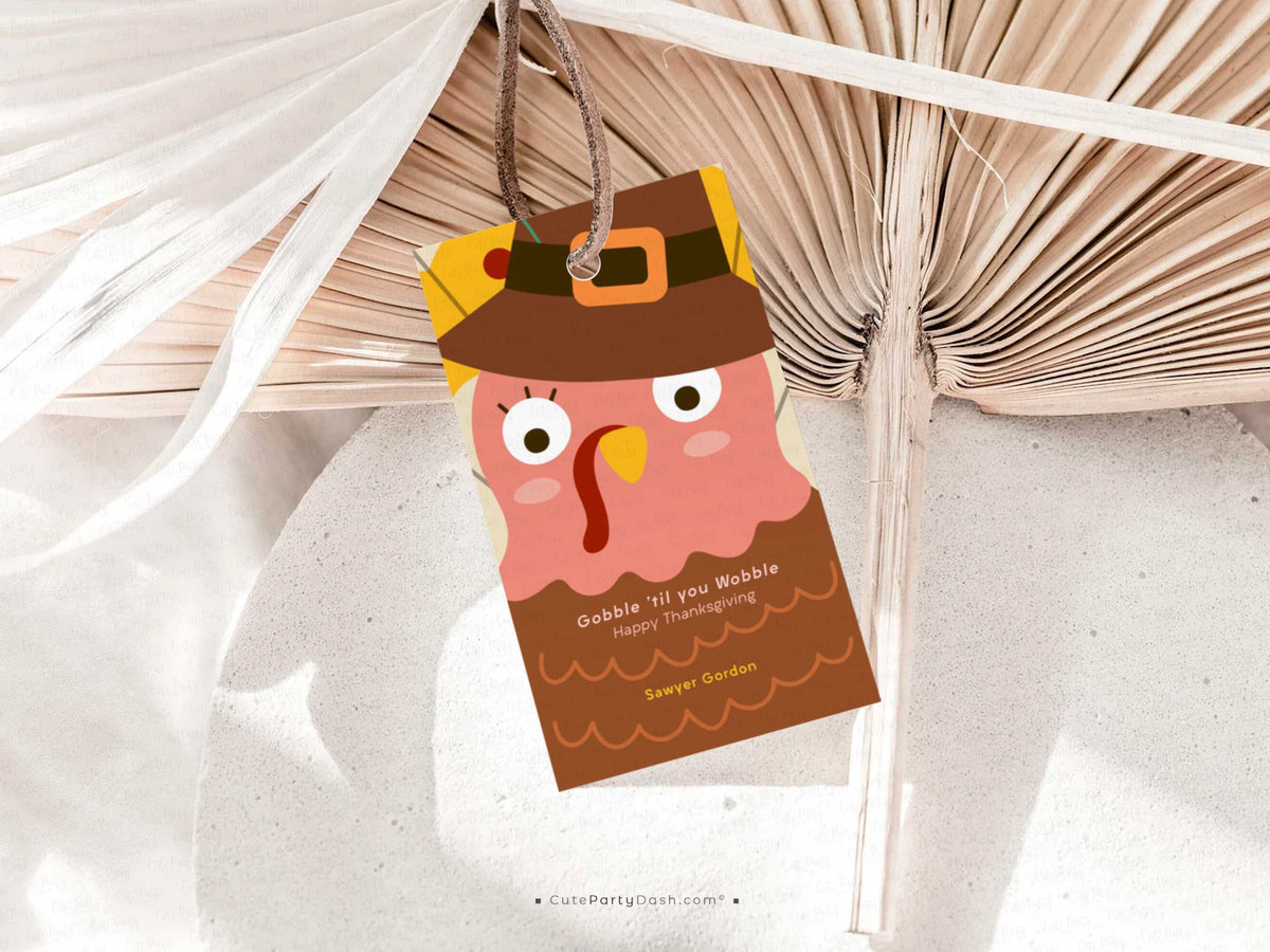 Gobble 'Til You Wobble Gift Tag, Thanksgiving Favor Tag - Instant Down ...