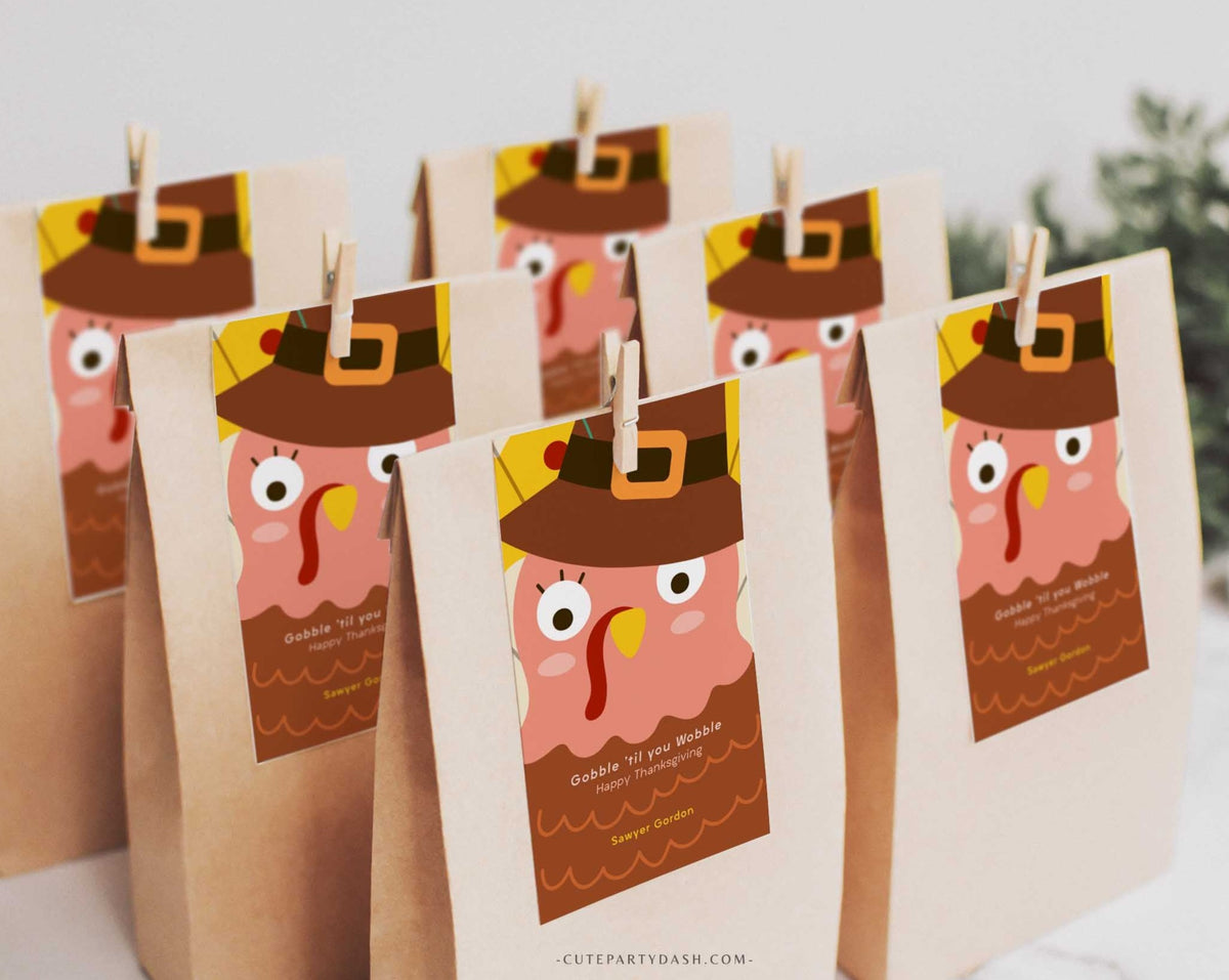 Gobble 'Til You Wobble Gift Tag, Thanksgiving Favor Tag - Instant Down ...