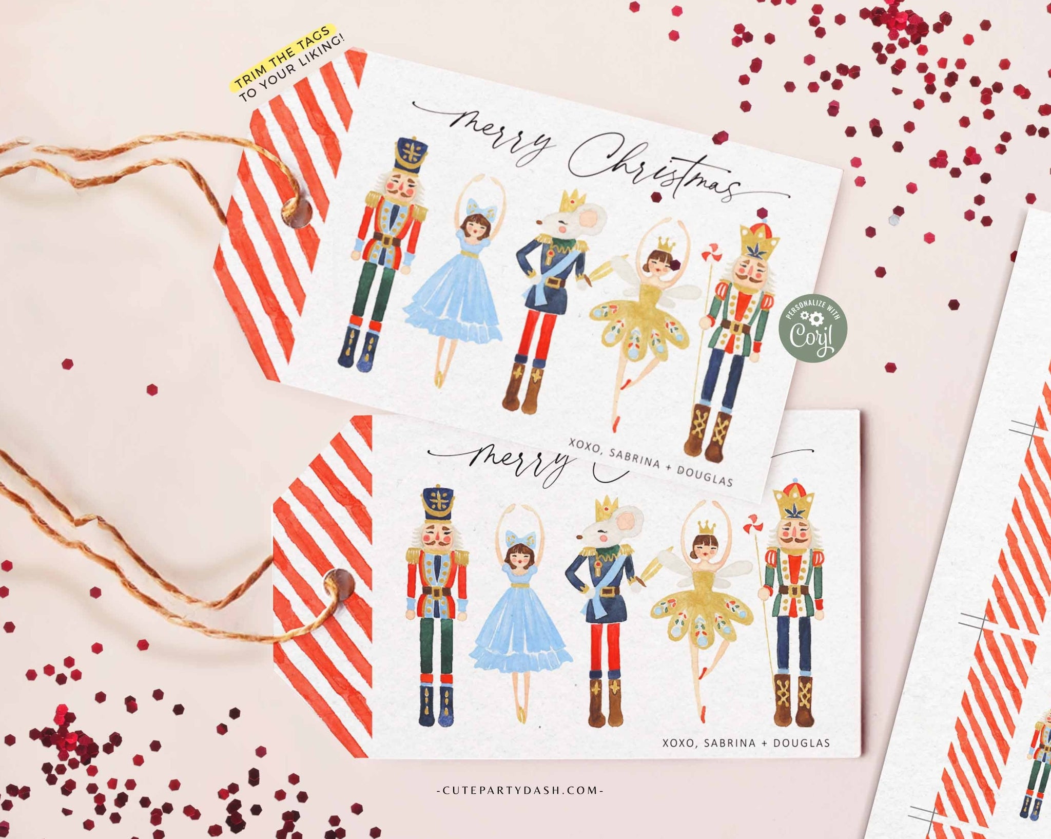 Nutcracker Merry Christmas Minimalist gift Tags - Instant Download ...