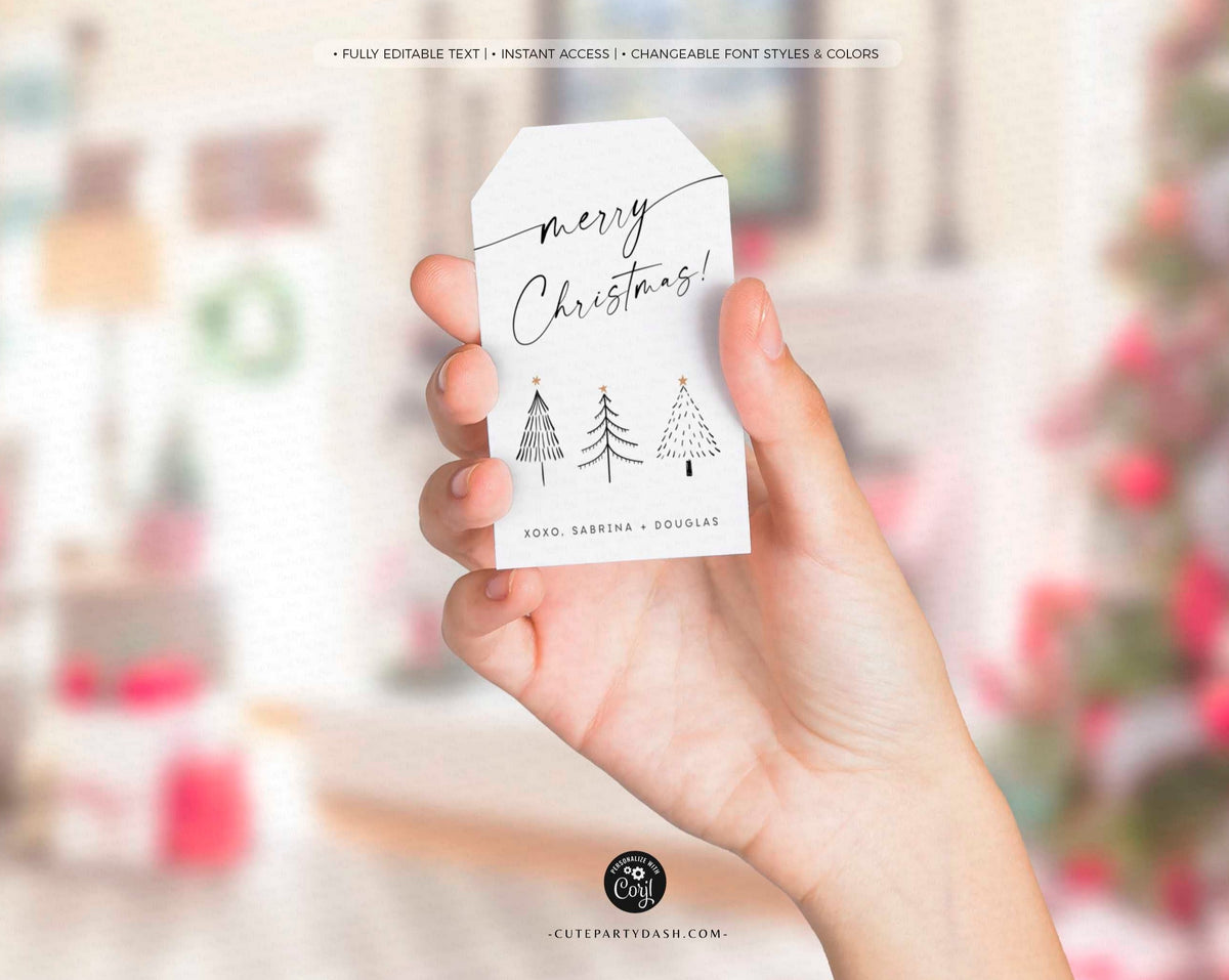 Minimalist Modern Merry Christmas gift Tags - Instant Download – Cute ...