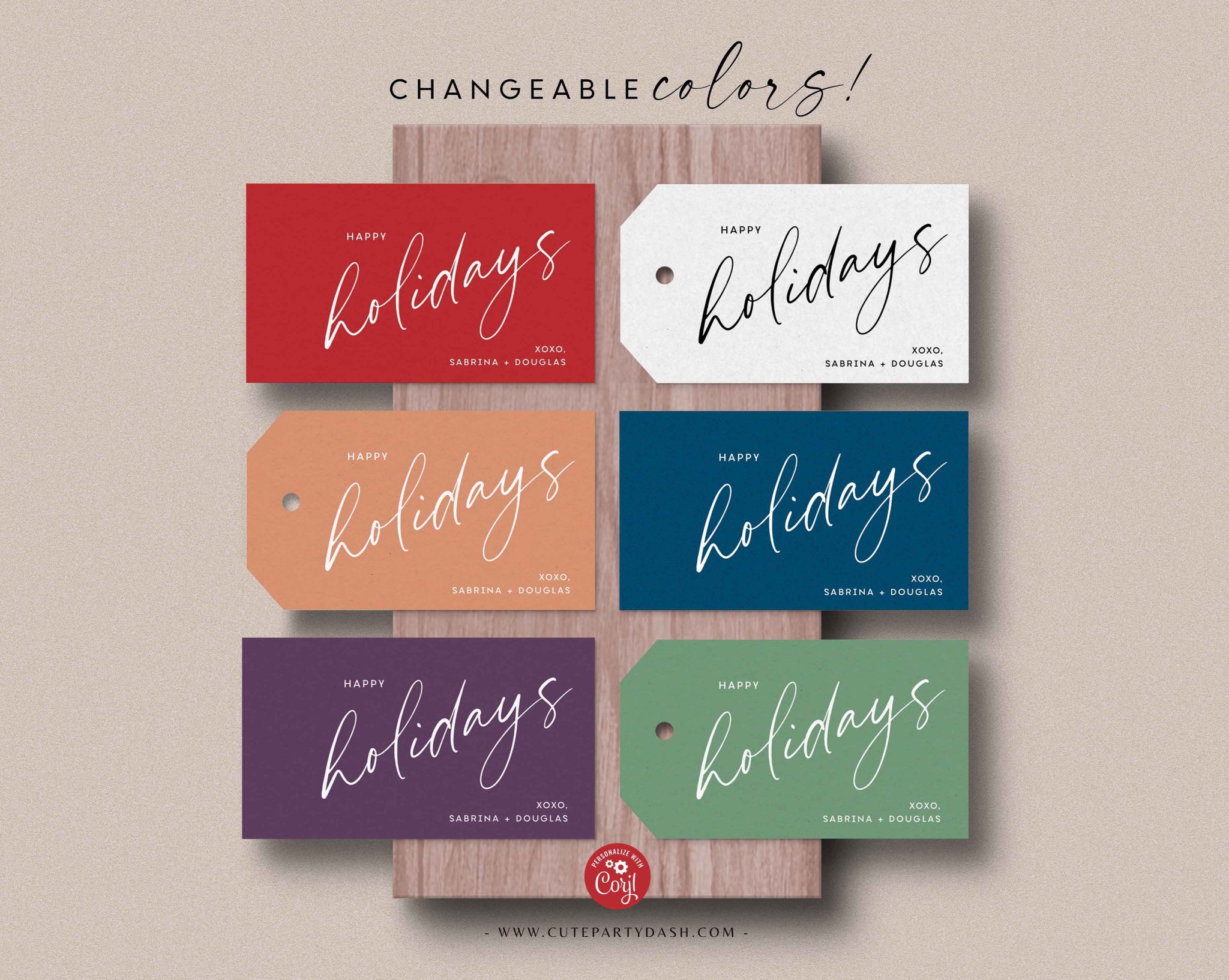 Minimalist Calligraphy Happy Holidays gift Tags - Instant Download ...