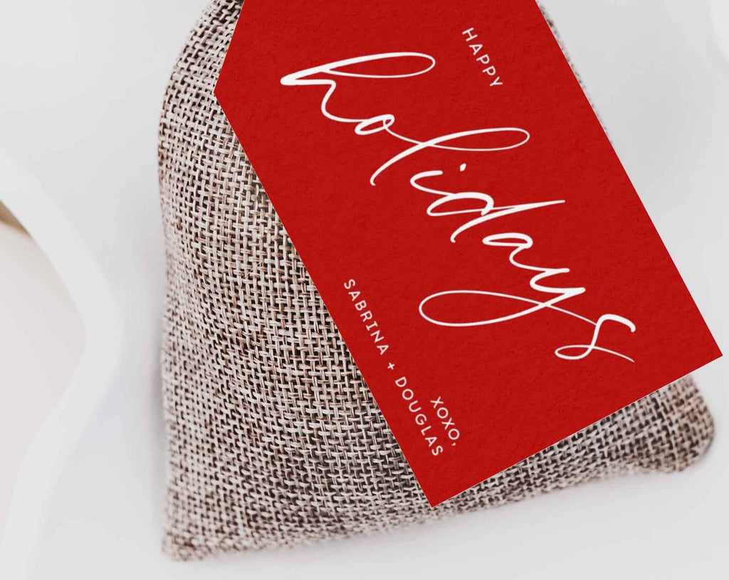 Minimalist Calligraphy Happy Holidays gift Tags - Instant Download ...