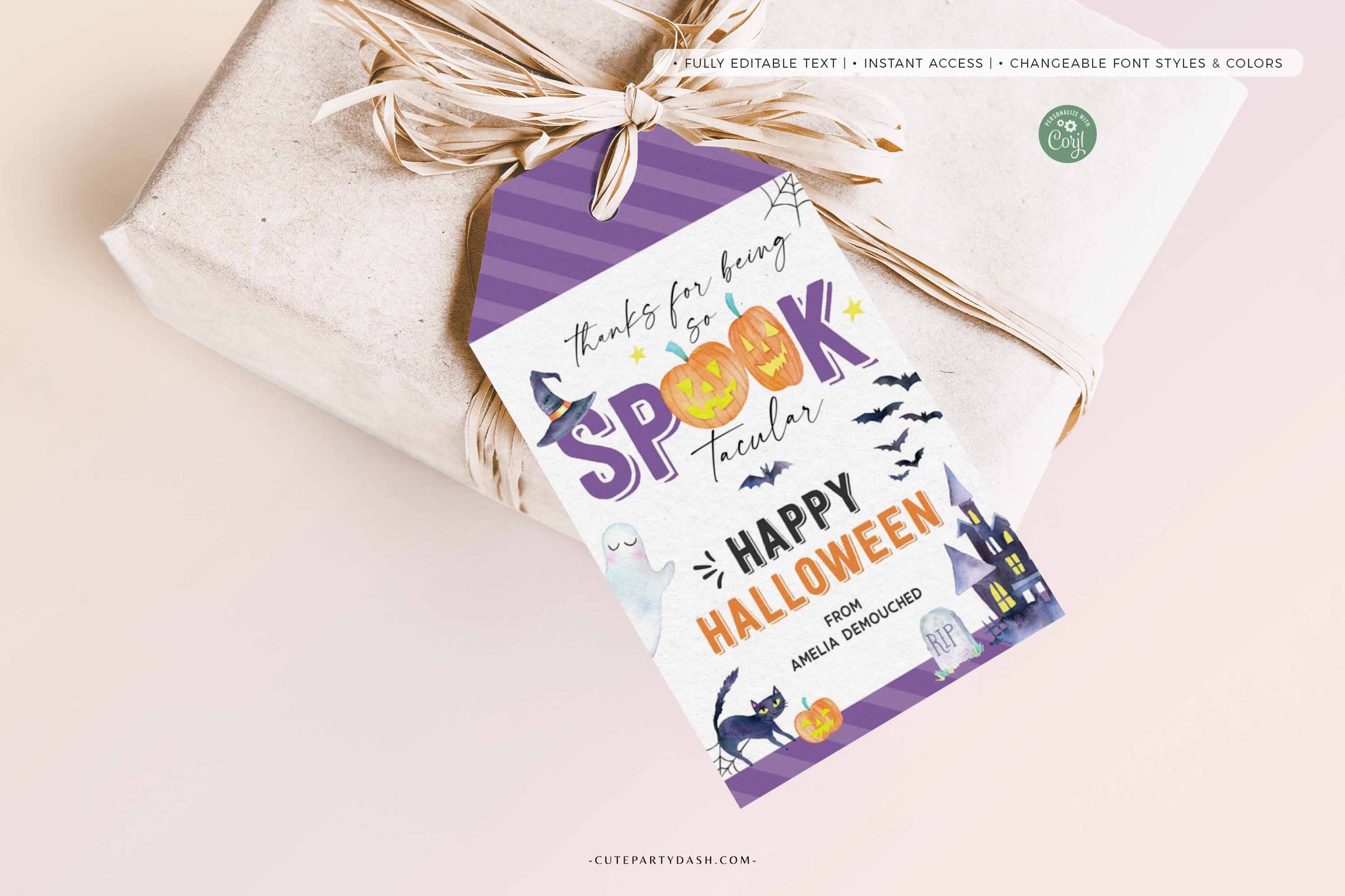 Thank you for being spooktacular Teacher tag, Halloween Gift tag - Dig ...