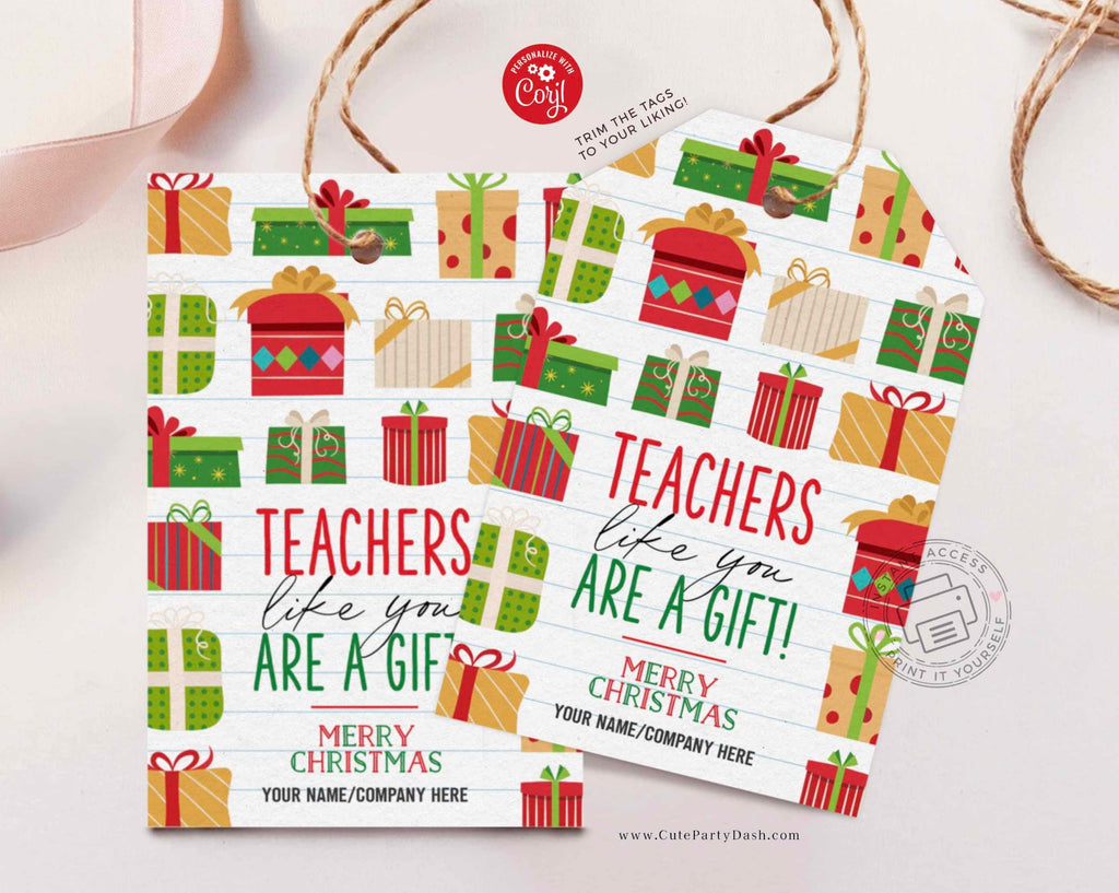 Christmas Teachers Like You Are a Gift Holiday Appreciation Gift Tags ...