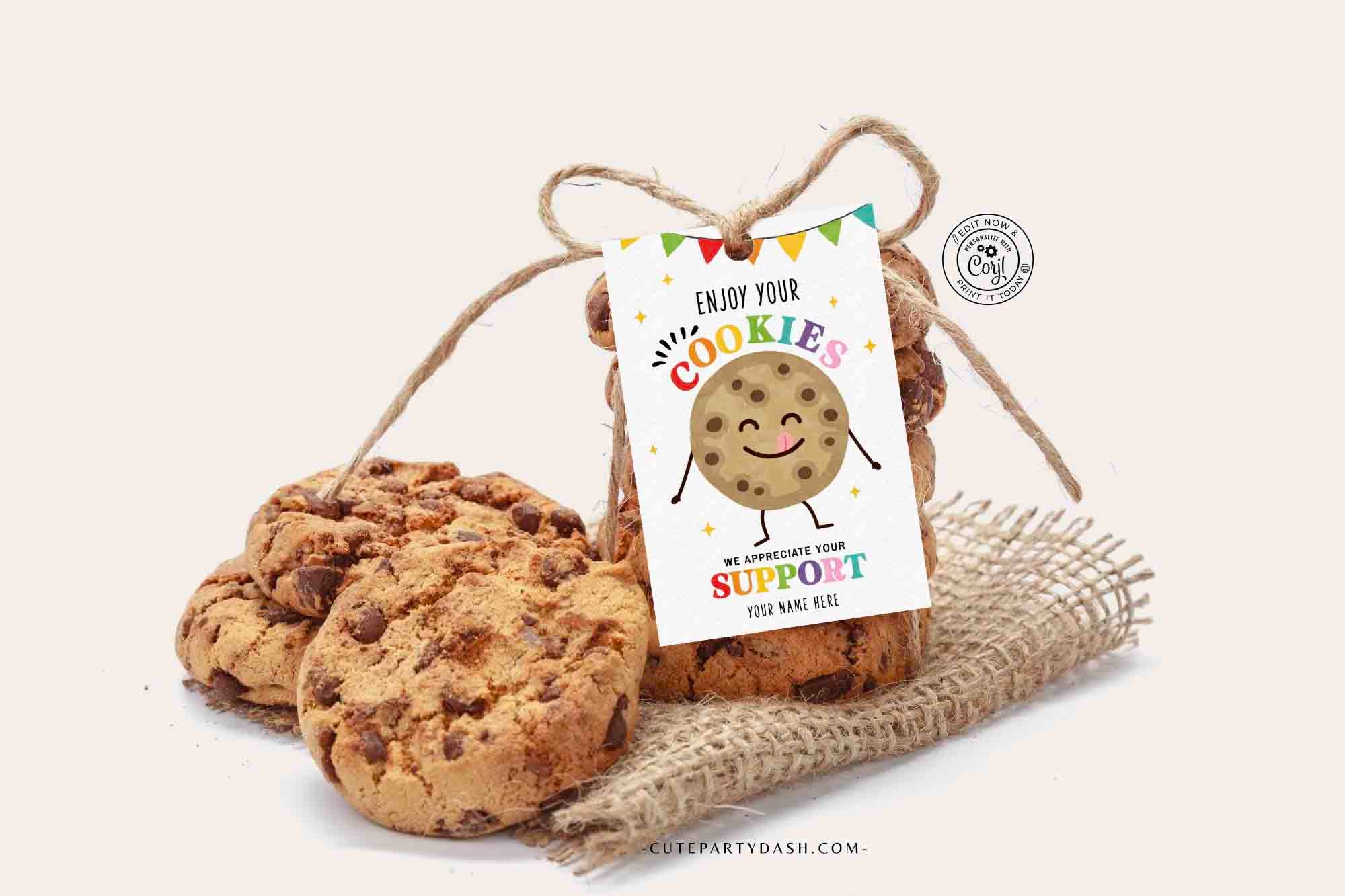 Editable Enjoy your Cookies Gift Tag, Cookie Thank You Tags - INSTANT ...