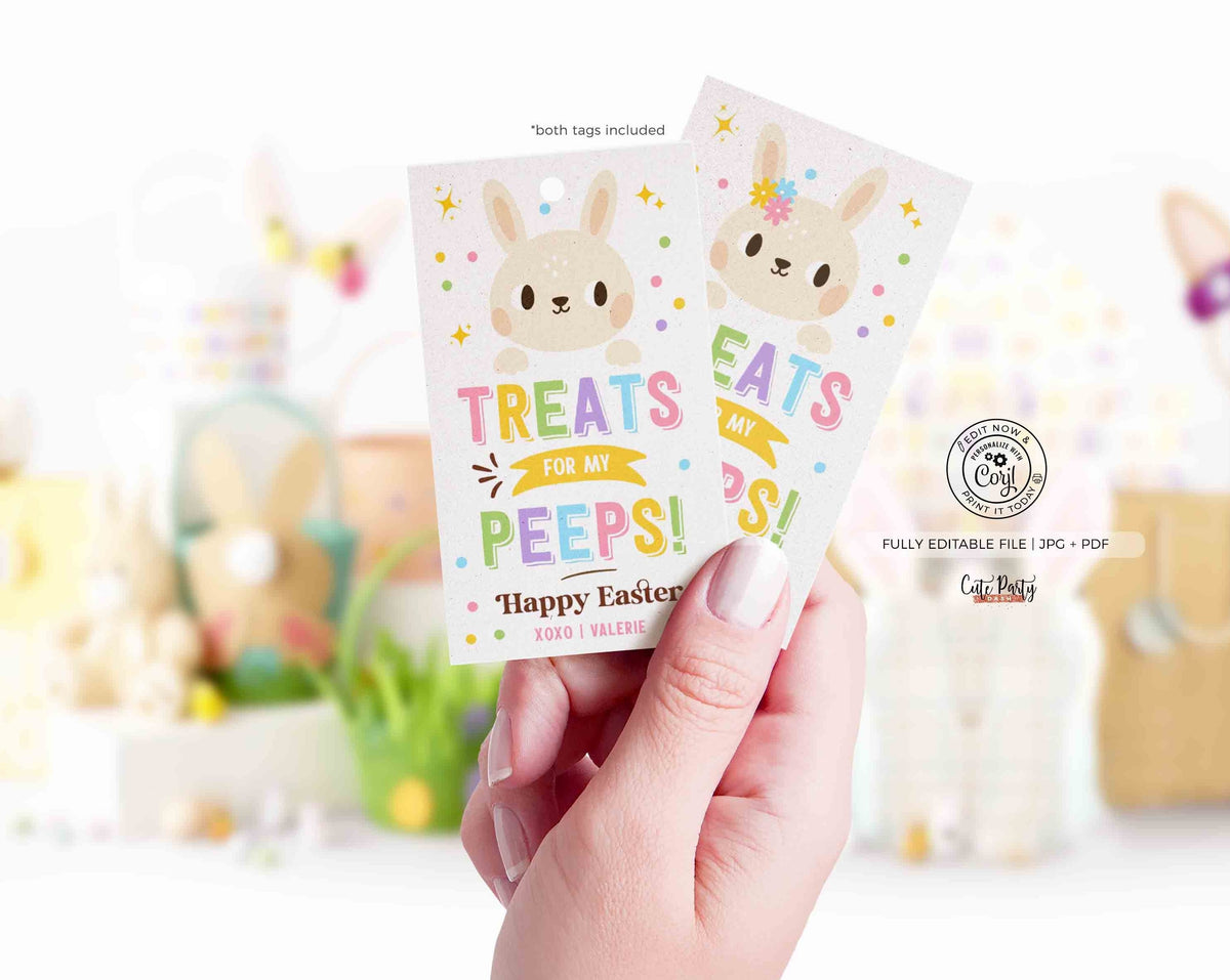 Treats For My Peeps Gift Tag, Editable Peeps Printable Tags, Kids East ...