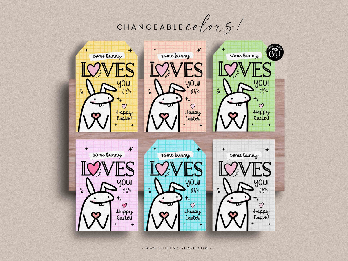 Some Bunny Loves You Gift Tag, Editable Happy Easter Tag, Easter Treat ...