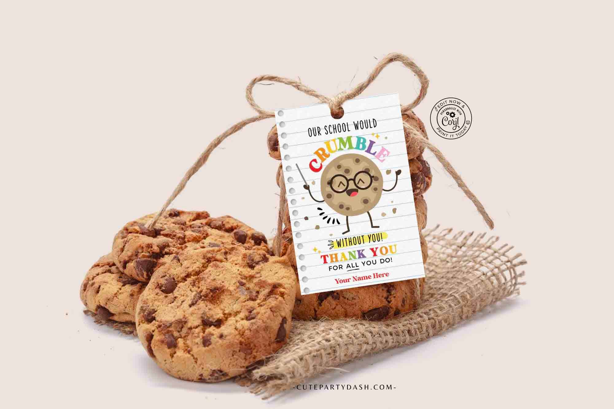 Editable Cookie Gift Tag, Chip Chip Hooray Employee Appreciation thank ...