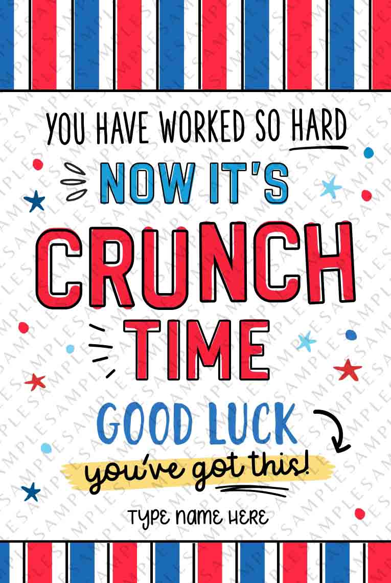 Editable Crunch Time Good Luck Printable Treat Tag – Cute Party Dash