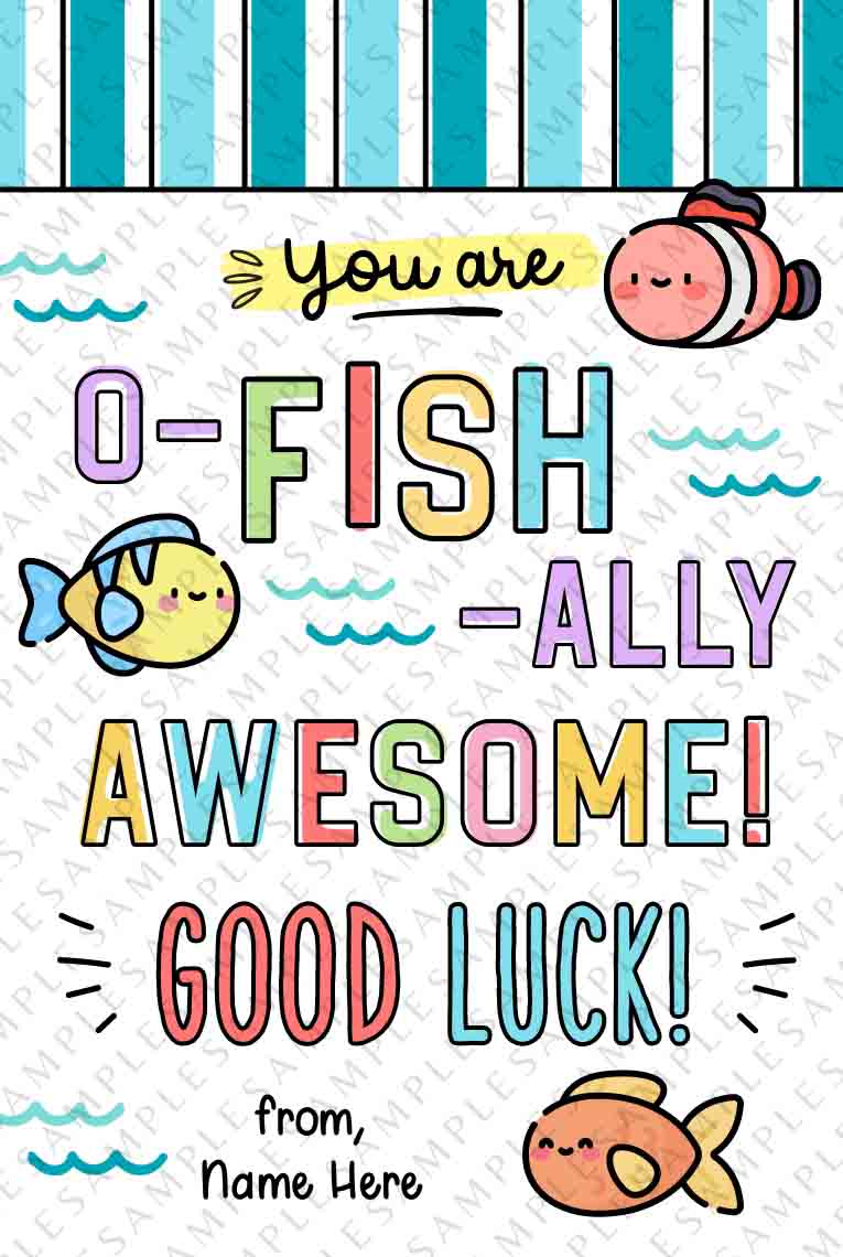 O-fish-ally Awesome Good Luck Printable gift Tag – Cute Party Dash