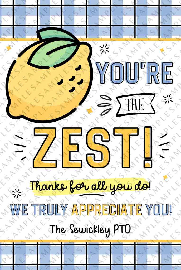 You're the Zest Lemon Teacher Appreciation Printable Gift Tag – Cute ...